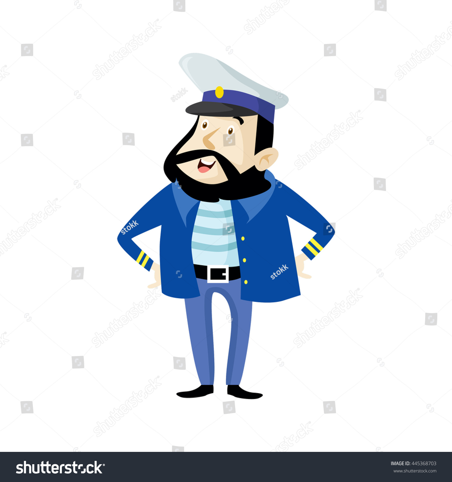 Cartoon Sailor Characters Captain Vector Illustration: vector de stock ...