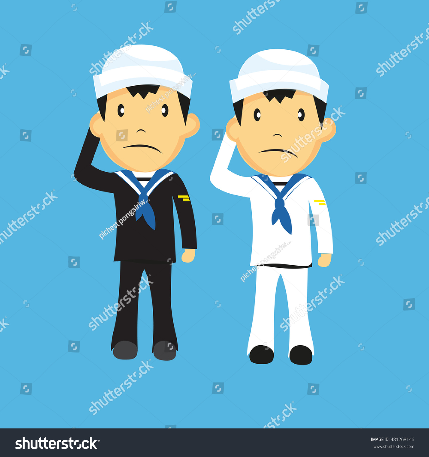 Cartoon Sailor Characters Set: เวกเตอร์สต็อก (ปลอดค่าลิขสิทธิ์ ...