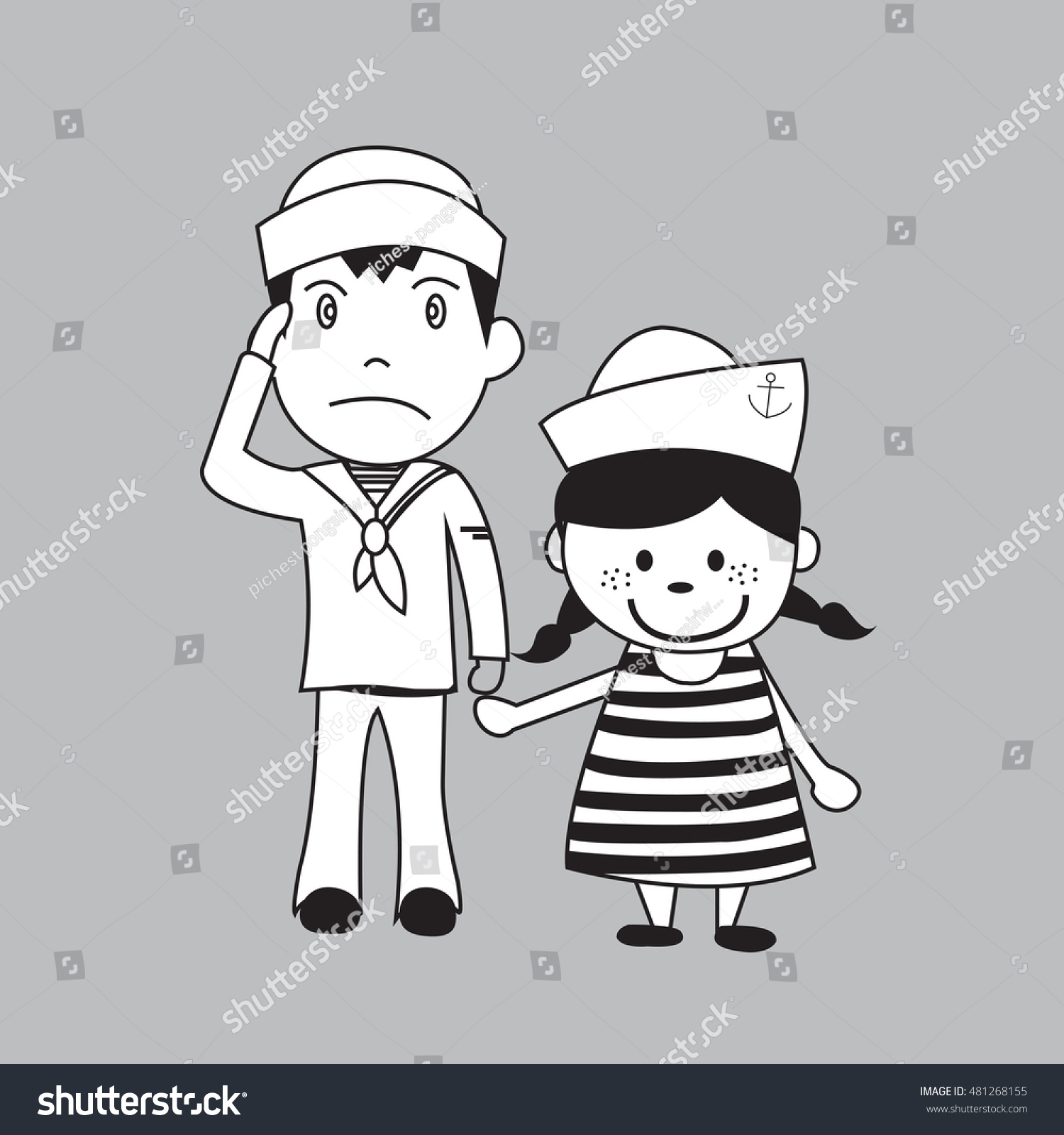Cartoon Sailor Characters Set Stock Vector (Royalty Free) 481268155 ...