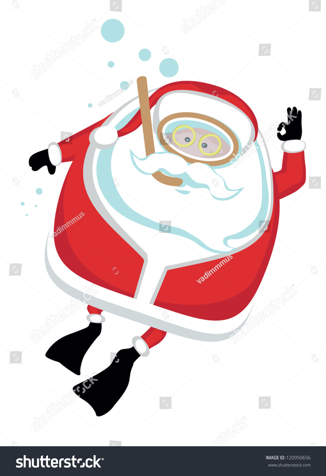 Cartoon Santa Scubadivingseparate Layers Stock Vector (Royalty Free ...