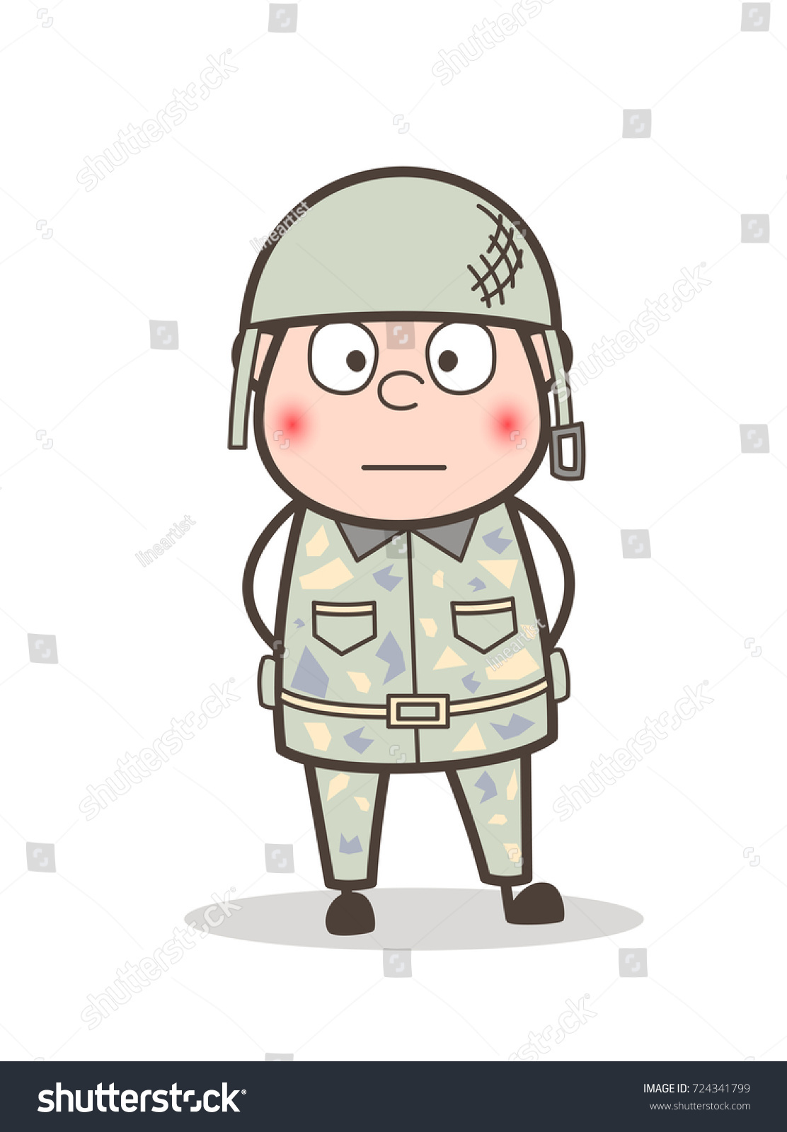 Cartoon Scared Army Man Face Expression Stock Vector (Royalty Free ...