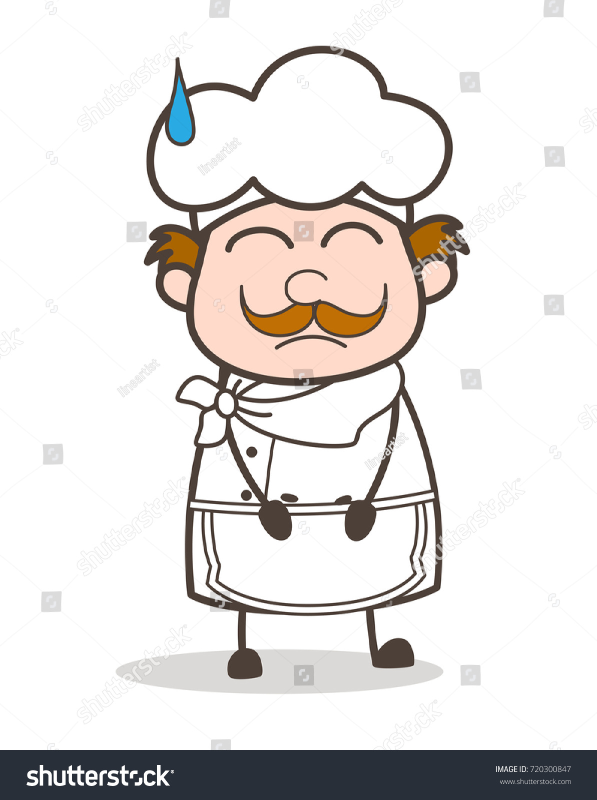Cartoon Scared Chef Face Cold Sweat Stock Vector (Royalty Free ...