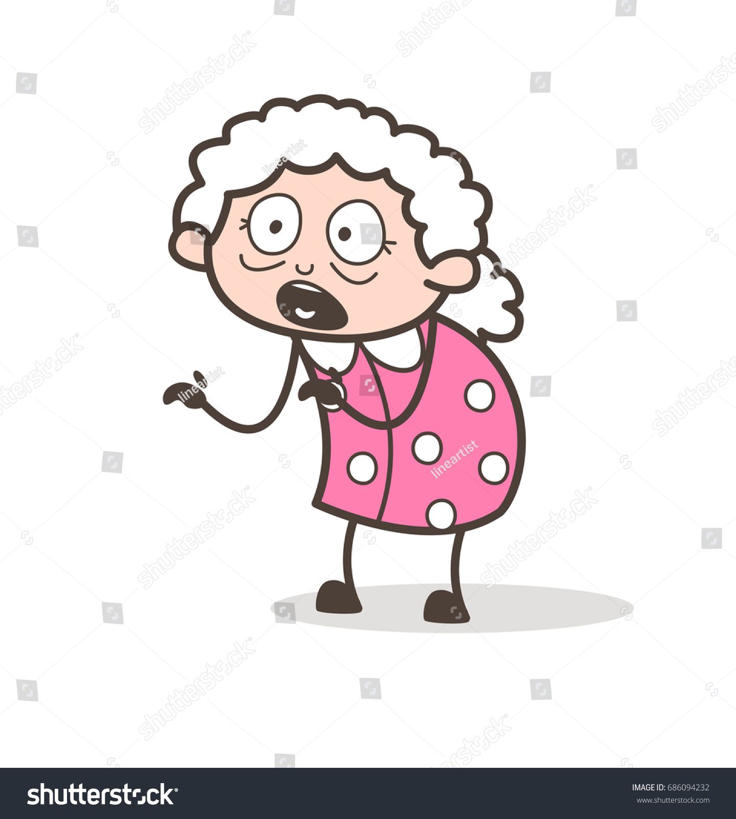 Cartoon Scared Granny Vector Illustration Stock Vector (Royalty Free ...
