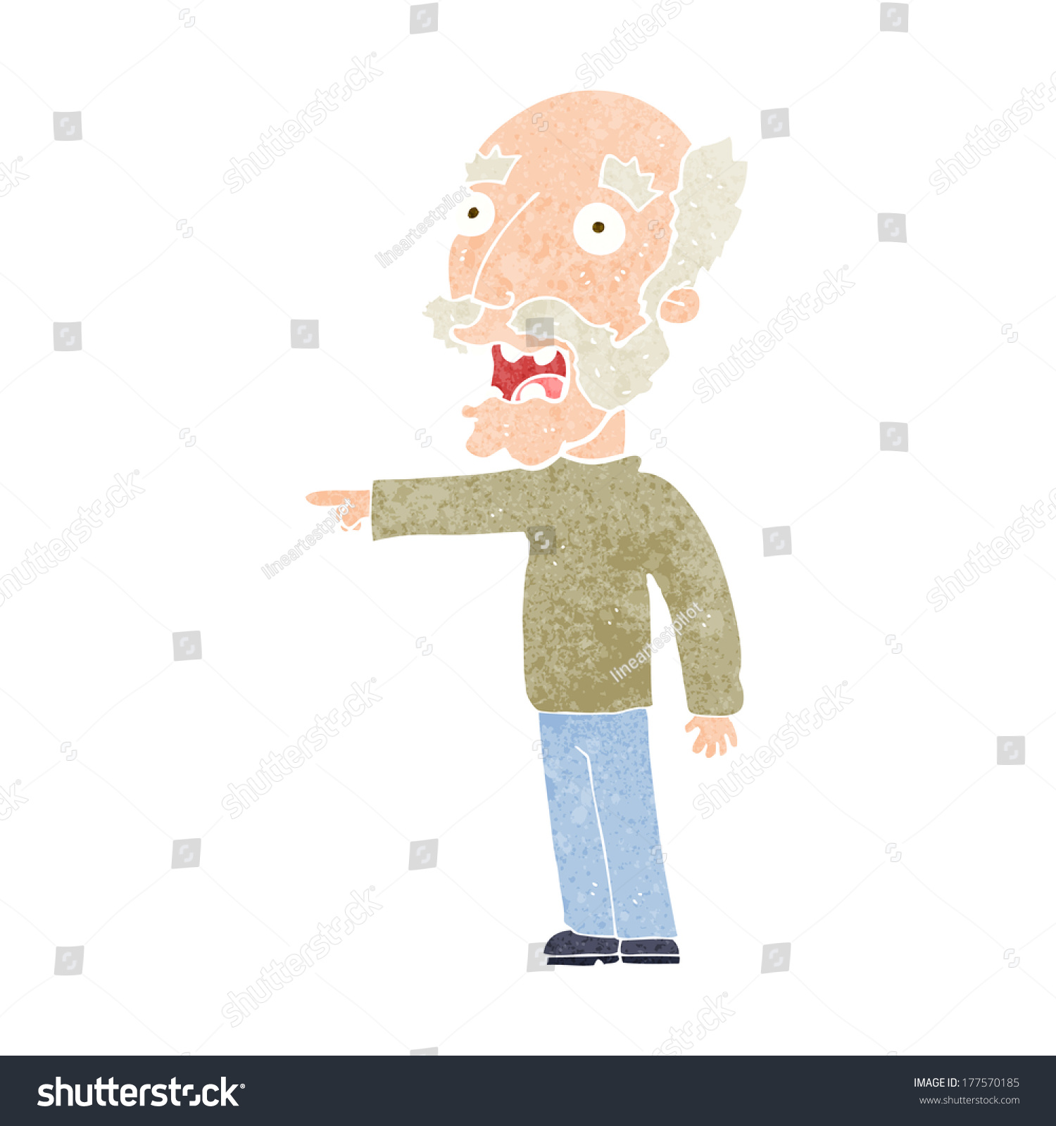 Cartoon Scared Old Man Pointing Stock Vector (Royalty Free) 177570185