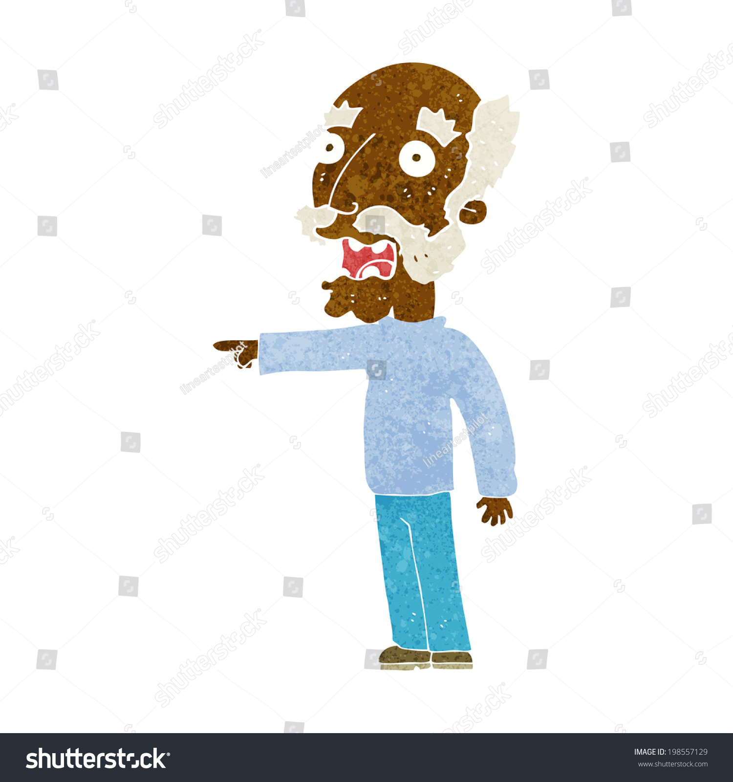 Cartoon Scared Old Man Pointing Stock Vector (Royalty Free) 198557129 ...