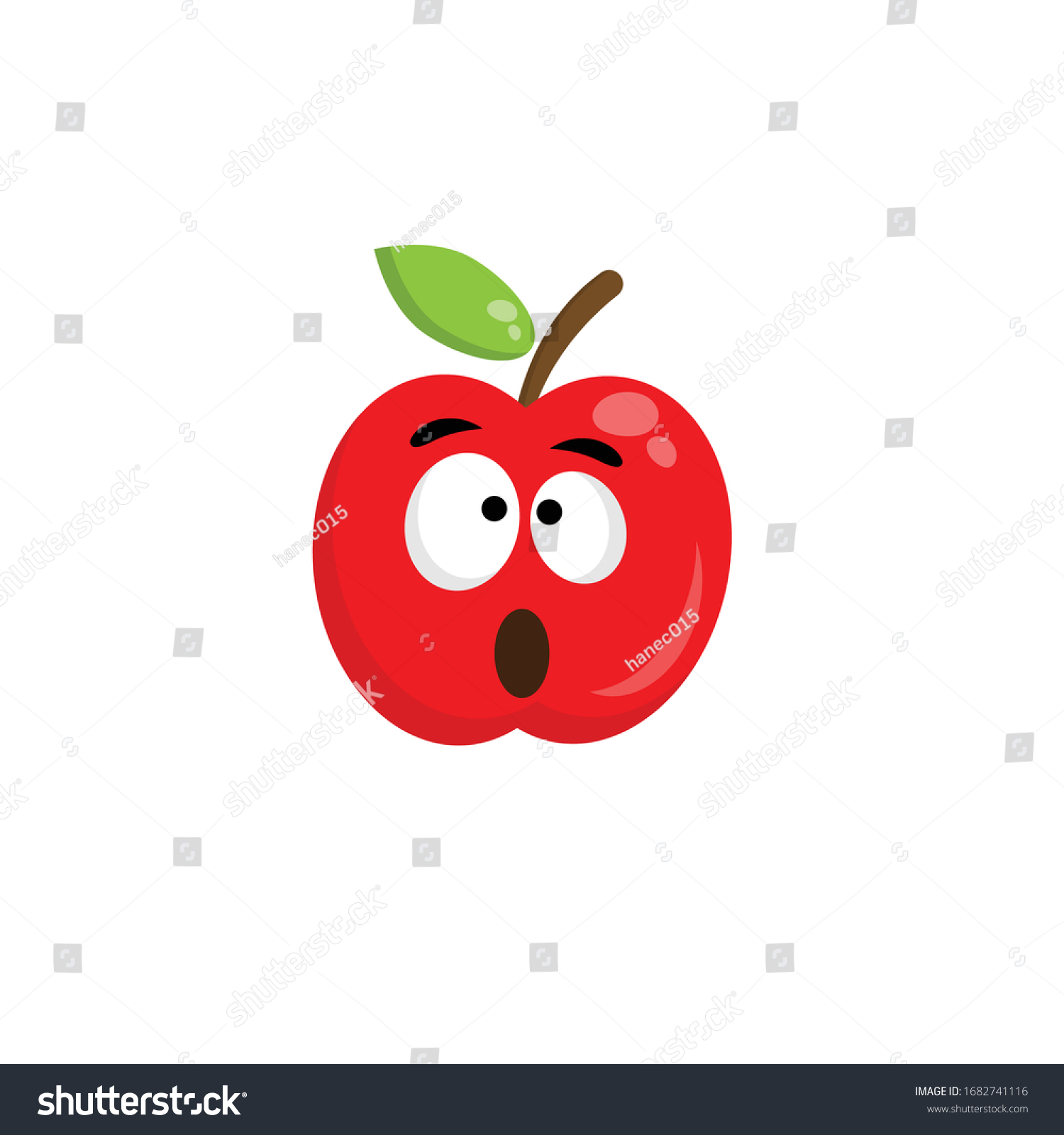Cartoon Scared Red Applevector Illustration Stock Vector (Royalty Free ...