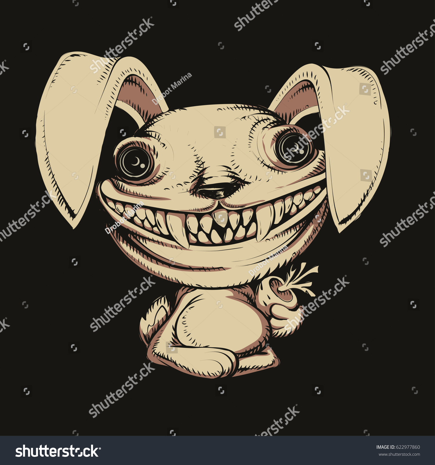 Cartoon Scary Rabbit: เวกเตอร์สต็อก (ปลอดค่าลิขสิทธิ์) 622977860 ...