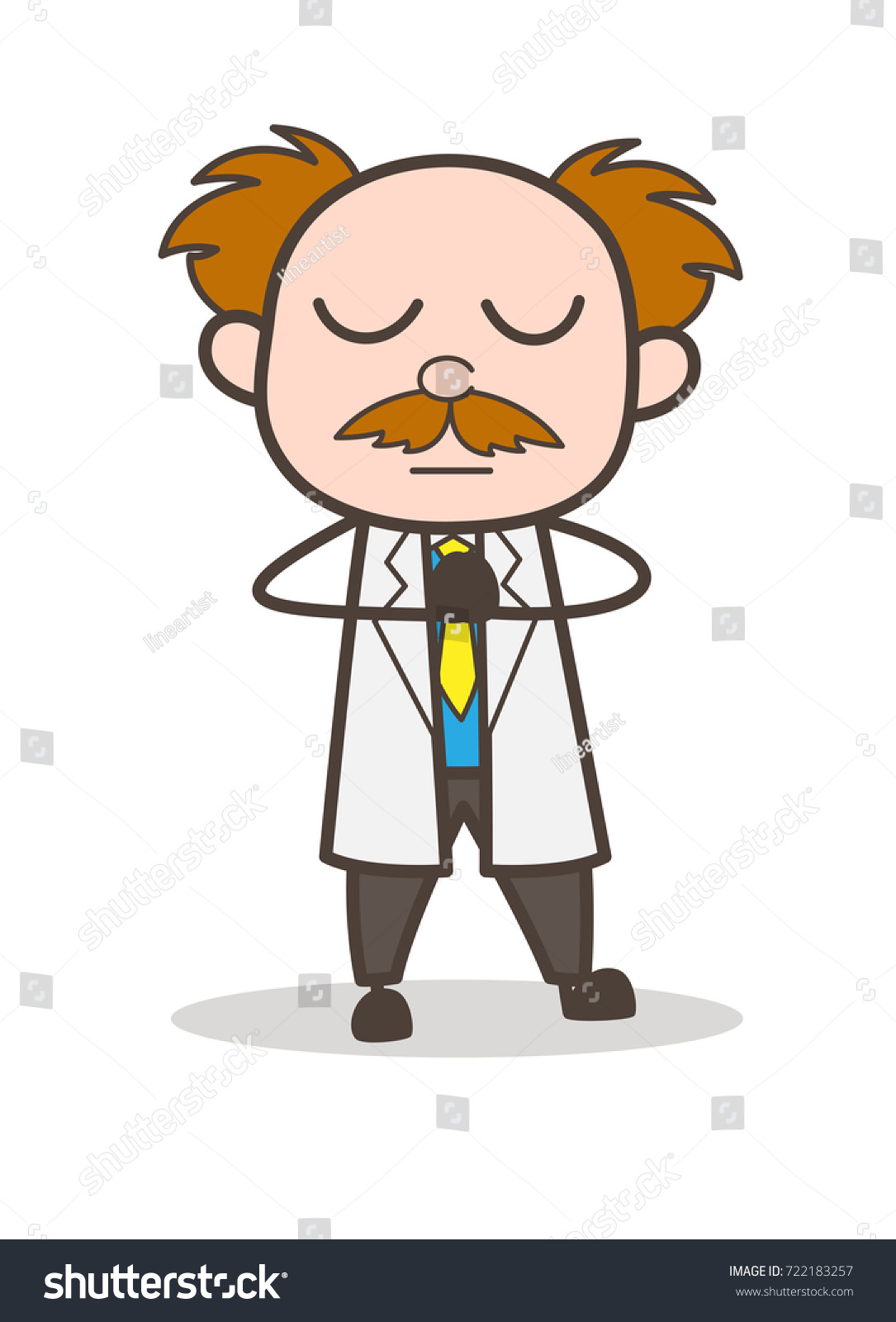 Cartoon Scientist Praying Vector Illustration Stock Vector (Royalty ...