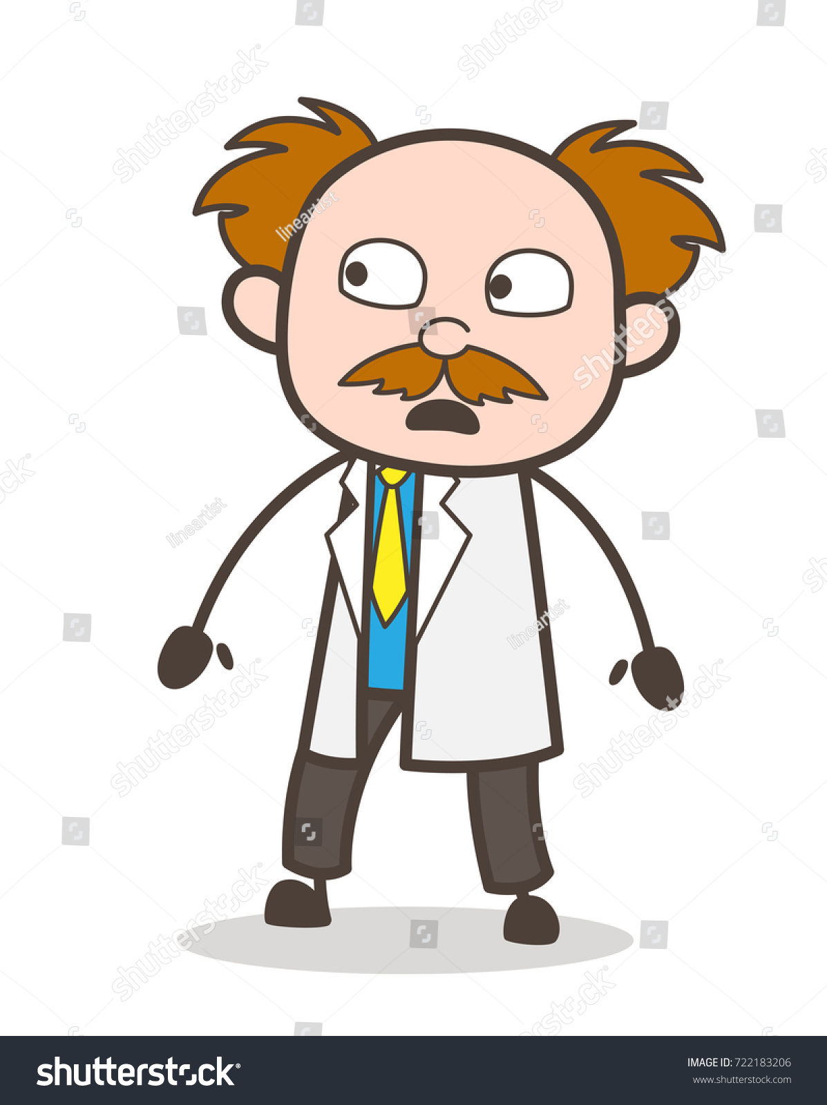 Cartoon Scientist Scared Face Vector Illustration Stock Vector (Royalty ...