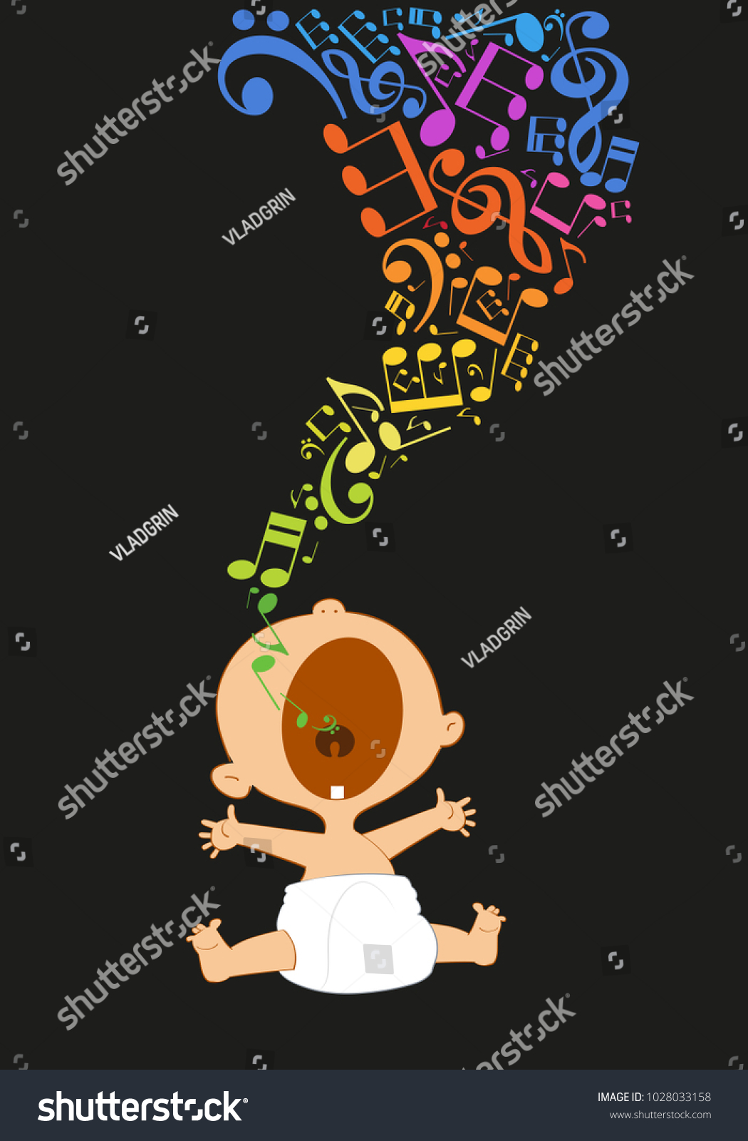 Cartoon Screaming Child Kid Notes Stock Vector (Royalty Free) 1028033158