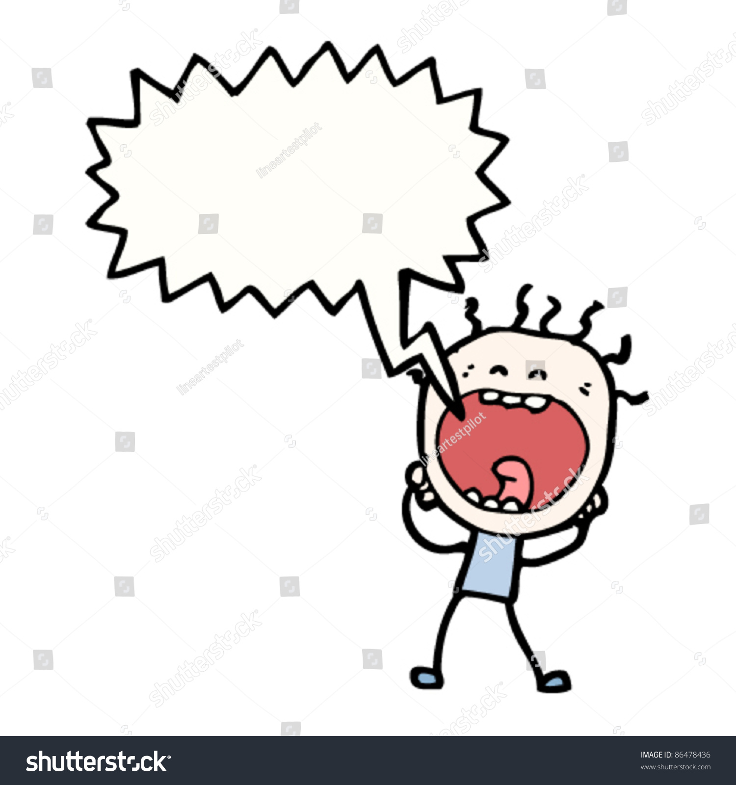 Cartoon Screaming Doodle Man Stock Vector (Royalty Free) 86478436