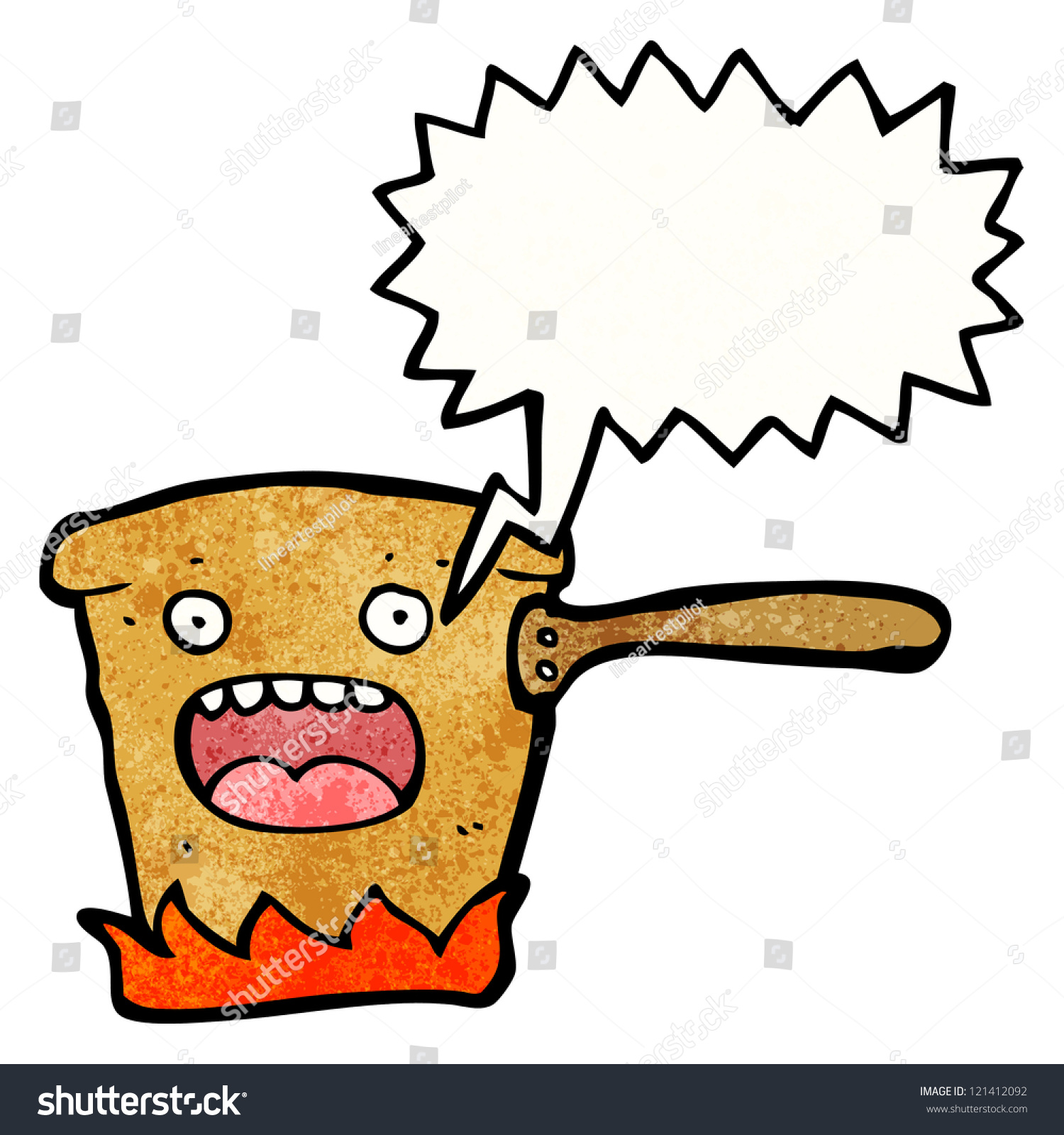 caricatura gritando sartén caliente: vector de stock (libre de regalías ...