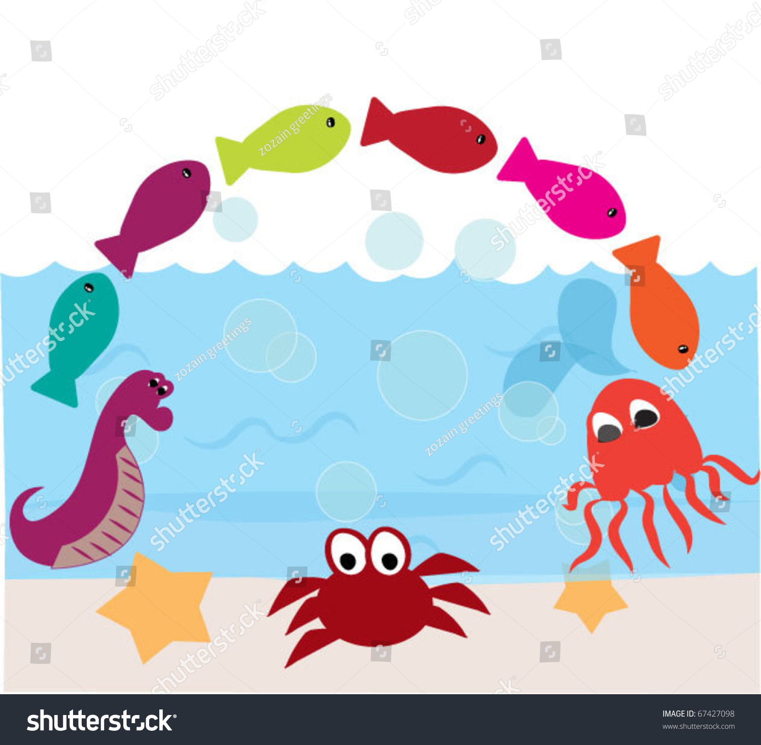 Cartoon Sea Animals Stock Vector (Royalty Free) 67427098 | Shutterstock
