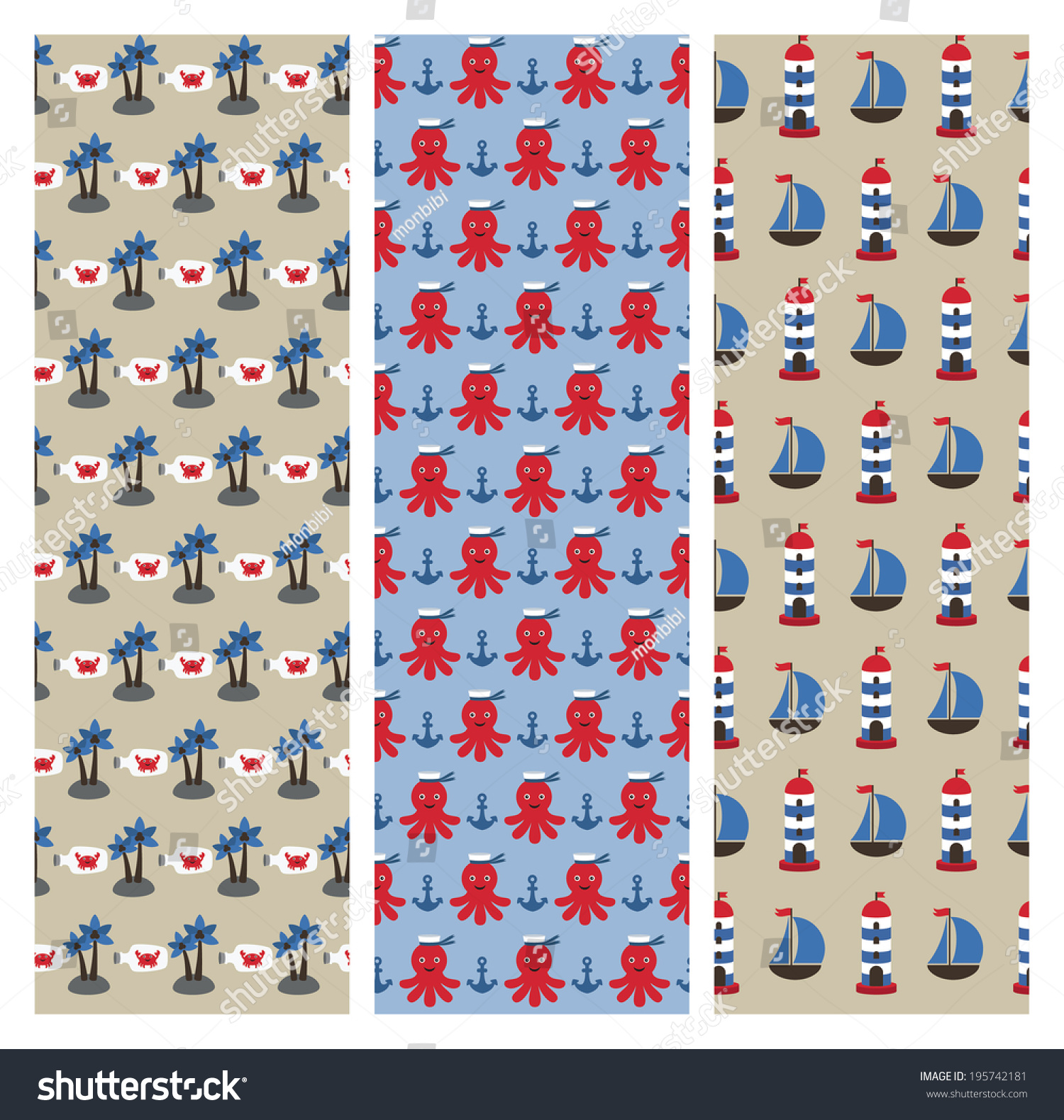 Cartoon Sea Patterns Collection Vector Illustration: vector de stock ...