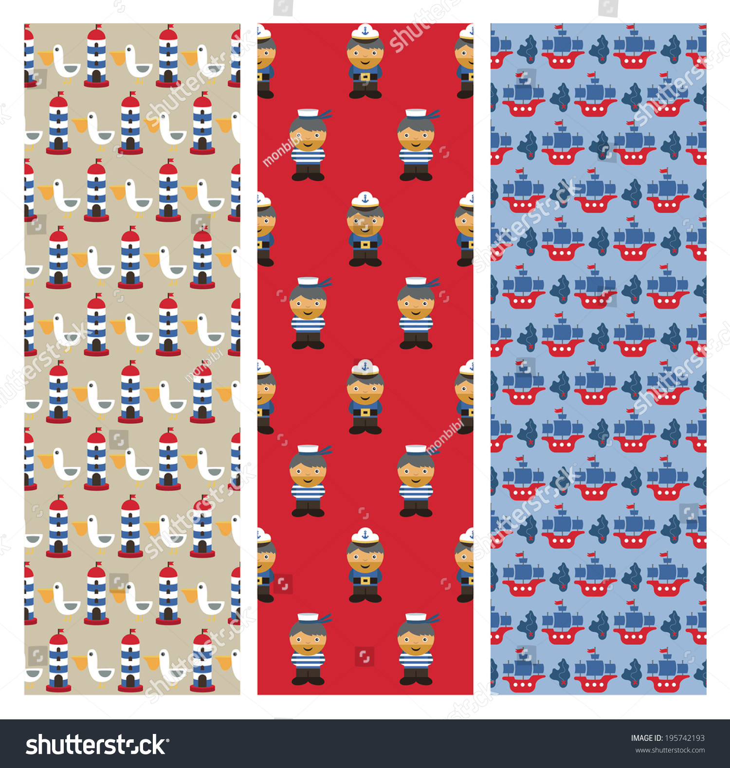 Cartoon Sea Patterns Collection Vector Illustration Stock Vector ...