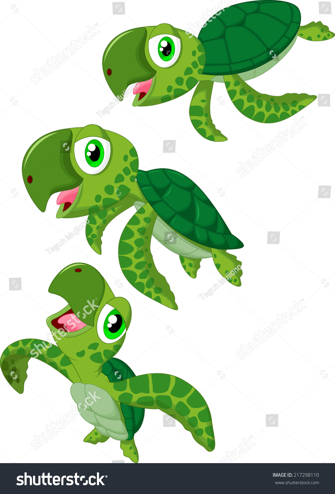 Cartoon Sea Turtle Stock Vector (Royalty Free) 217298110 | Shutterstock
