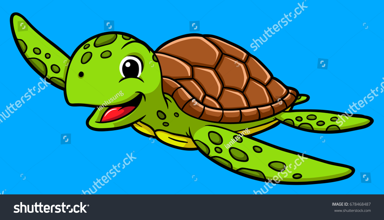 Cartoon Sea Turtle Stock Vector (Royalty Free) 678468487