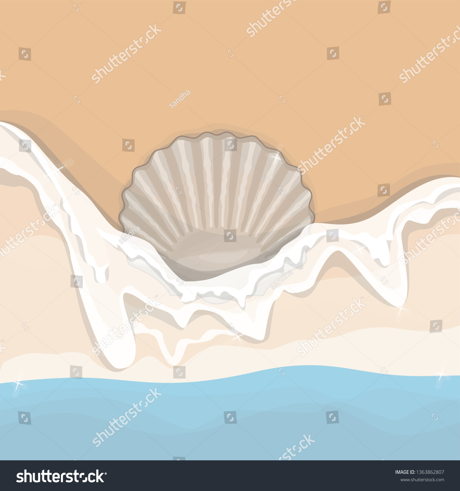 Cartoon Seashell Vector Illustration Stock Vector (Royalty Free) 1363862807