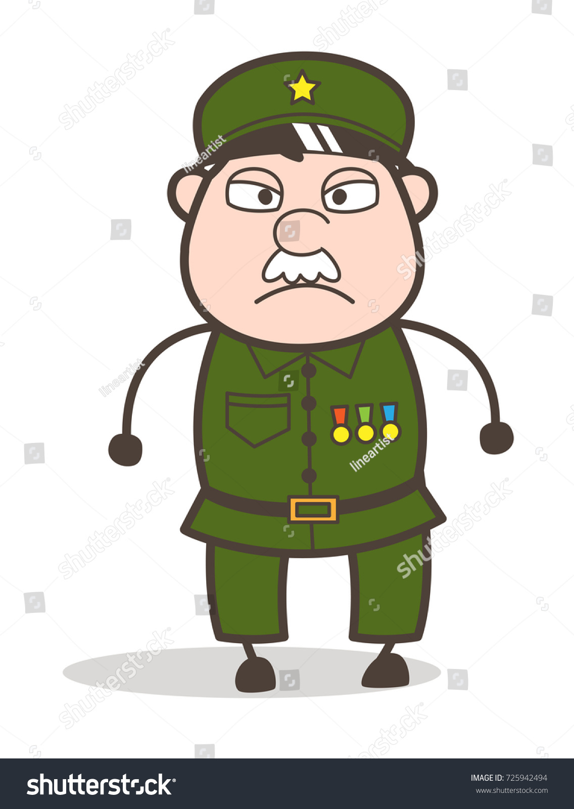Cartoon Sergeant Angry Face Vector Illustration Stock Vector (Royalty ...
