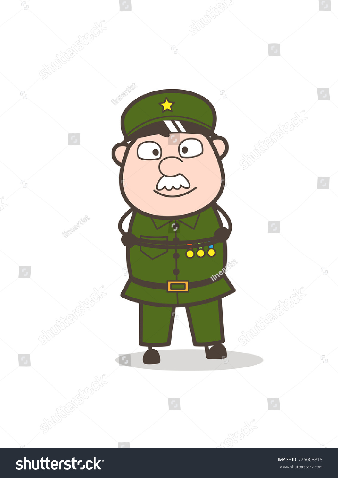 Cartoon Sergeant Slightly Smiling Face Vector Stock Vector (Royalty ...