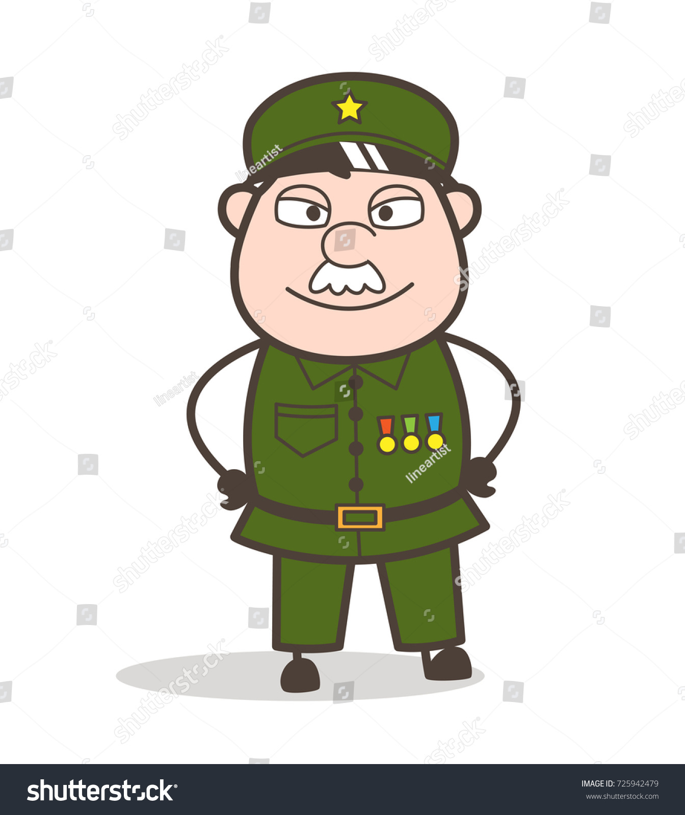 Cartoon Sergeant Smiling Slightly Vector Illustration Stock Vector ...