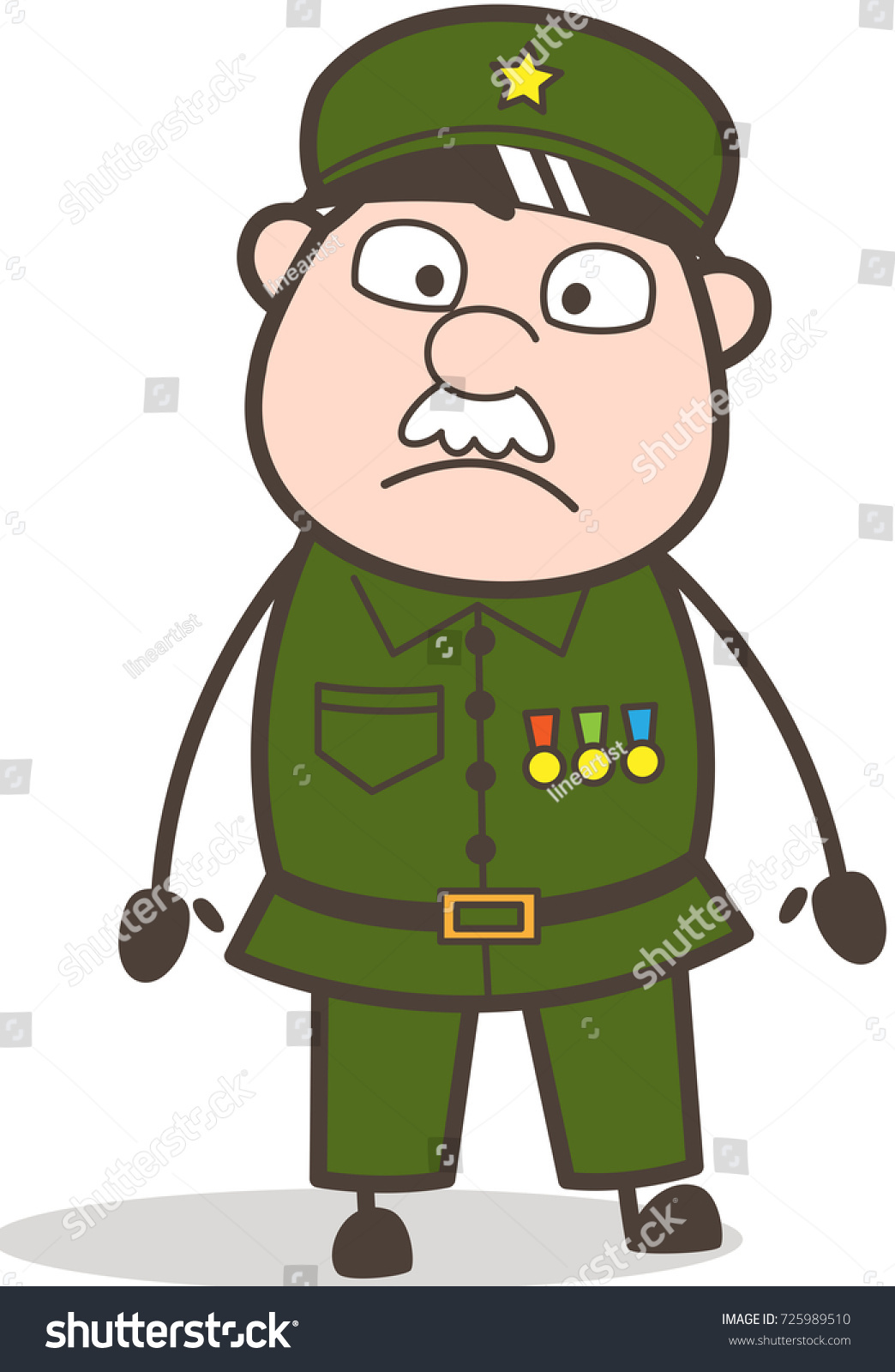 Cartoon Sergeant Surprised Face Vector Illustration Stock Vector ...