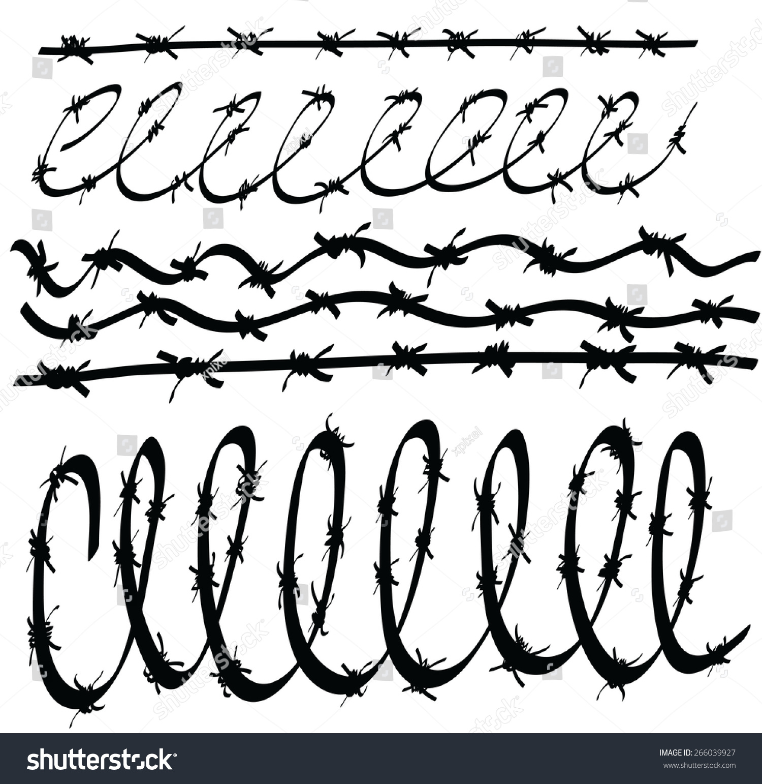 Cartoon Set Barbed Wire Vector Illustration Stock Vector (Royalty Free ...