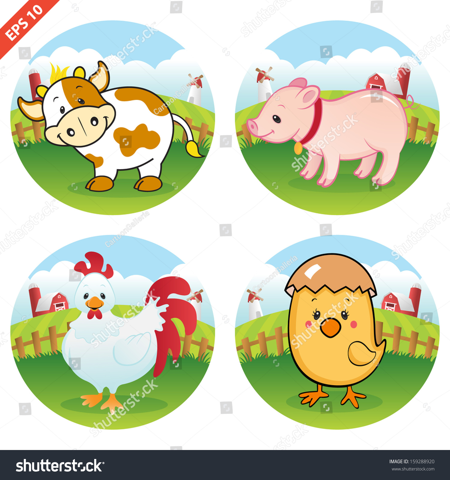 Cartoon Set Farm Animals Vector: Vector có sẵn (miễn phí bản quyền ...