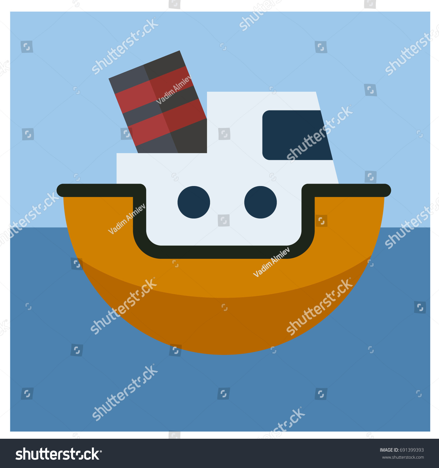Cartoon Ship Icon Stock Vector (Royalty Free) 691399393 | Shutterstock