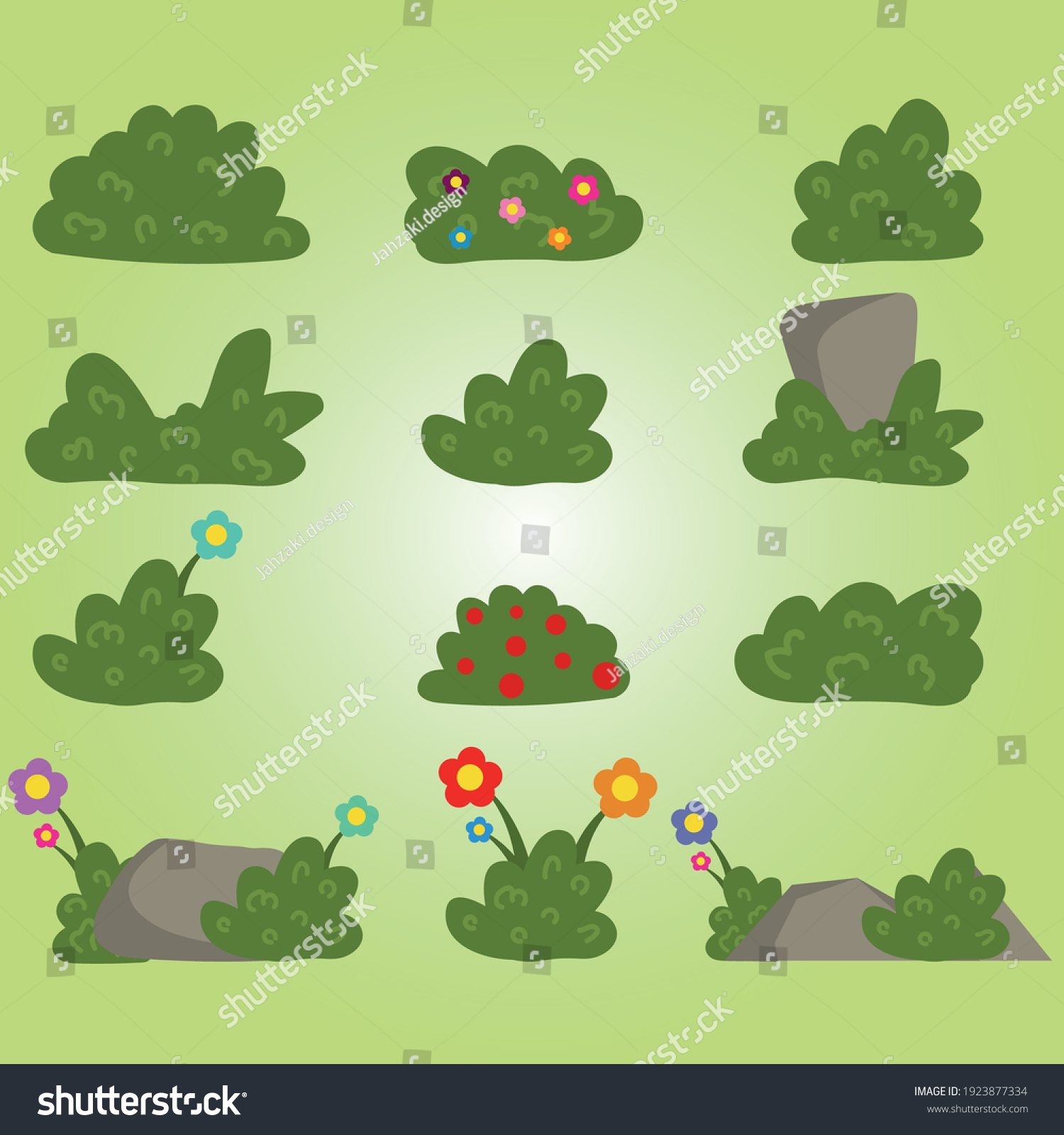 Cartoon Shrubbery Vector Simple Green Shrub: เวกเตอร์สต็อก (ปลอดค่า ...
