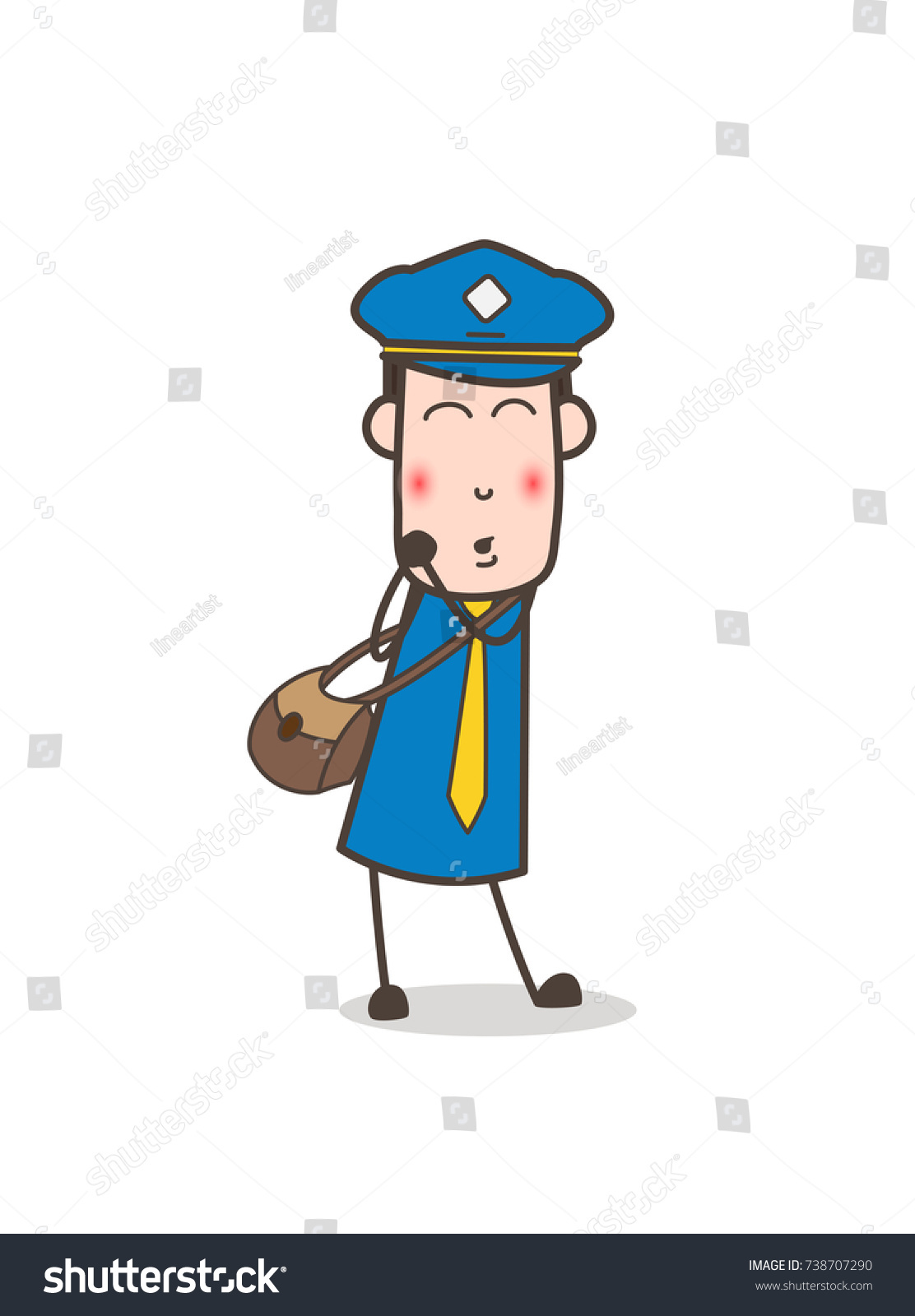 Cartoon Shy Mailman Face Expression Vector Stock Vector (Royalty Free ...