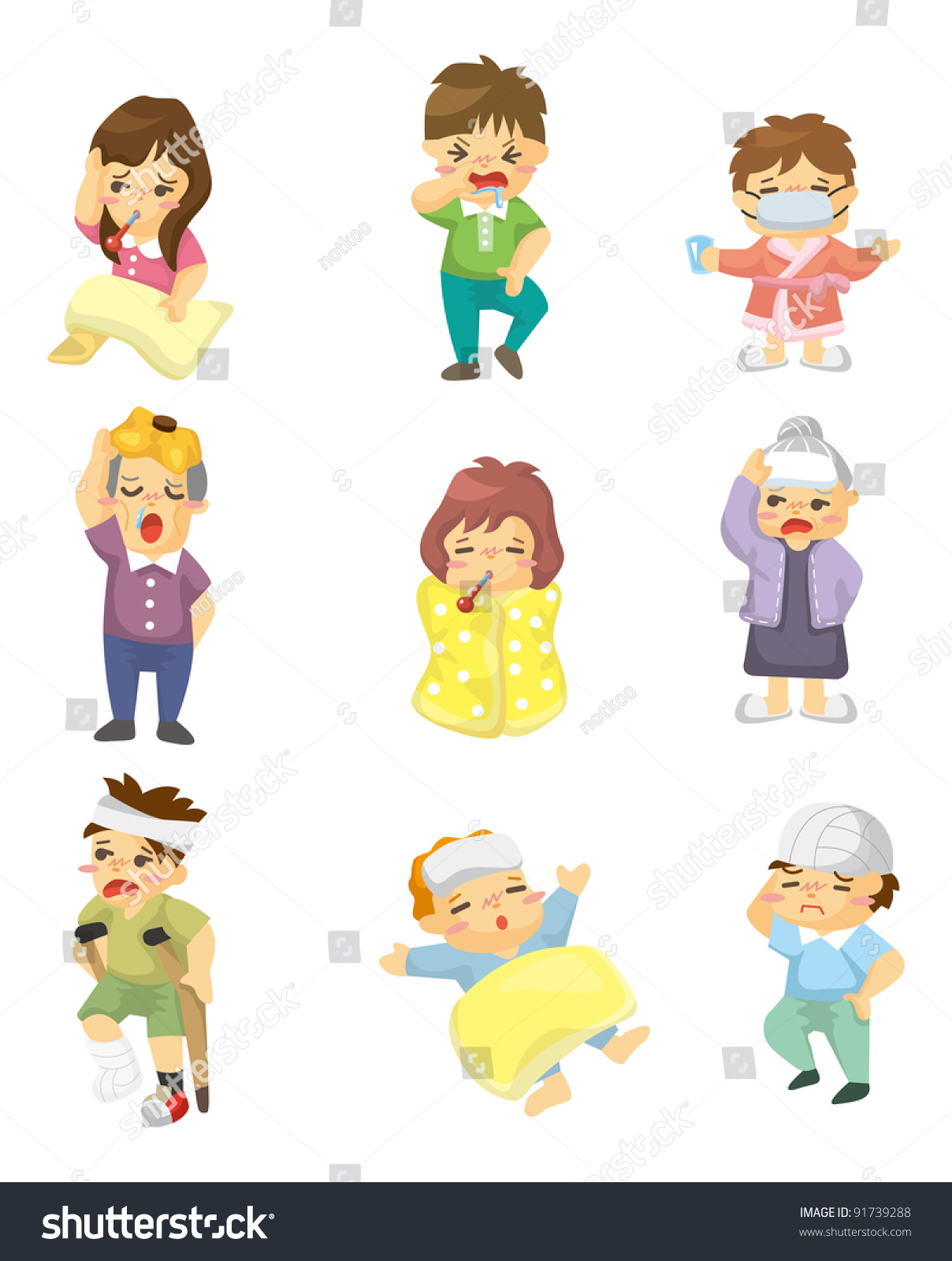 Cartoon Sick Character Stock Vector Illustration 91739288 : Shutterstock