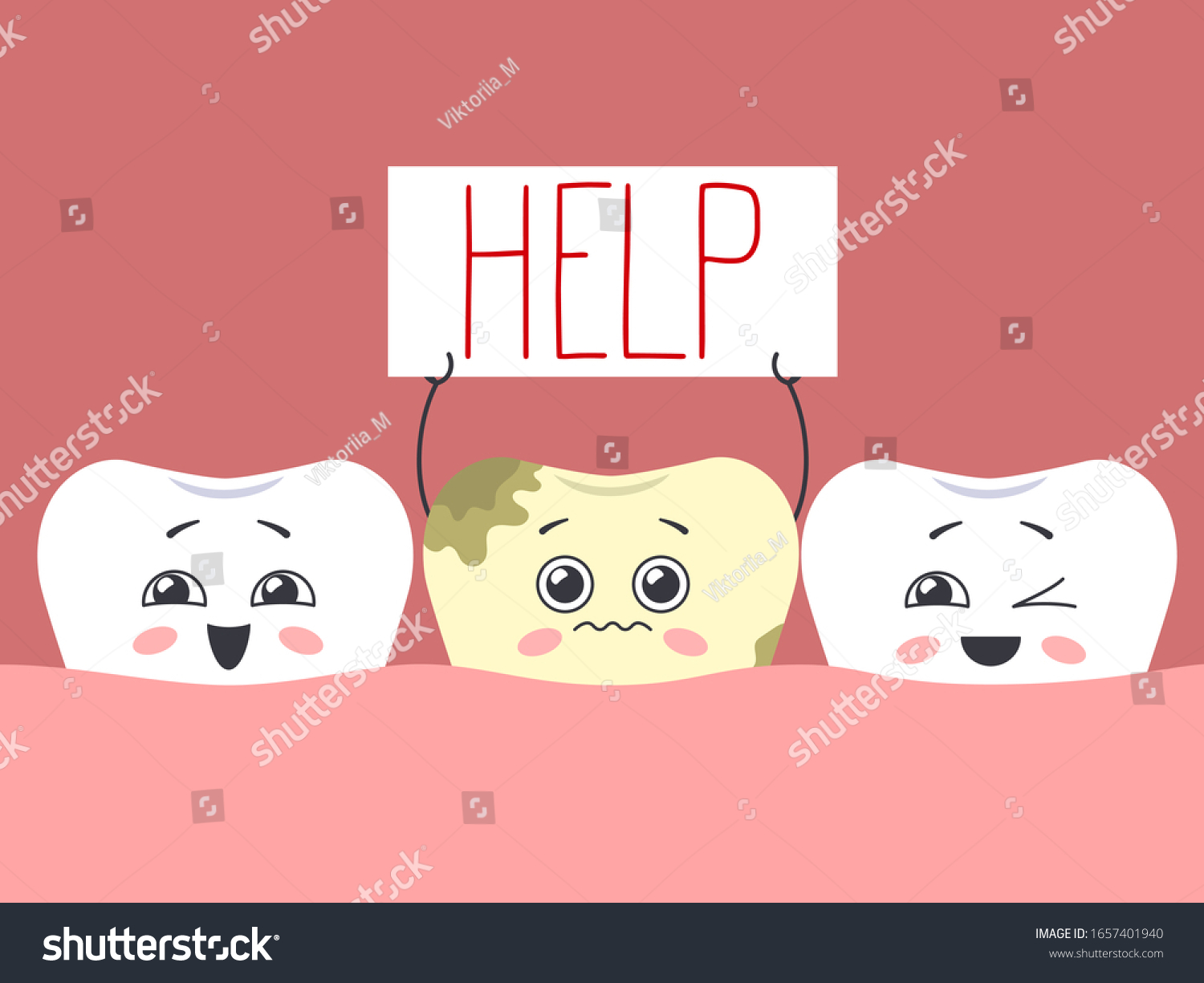 Cartoon Sick Tooth Asks Help Vector Stock Vector (Royalty Free) 1657401940