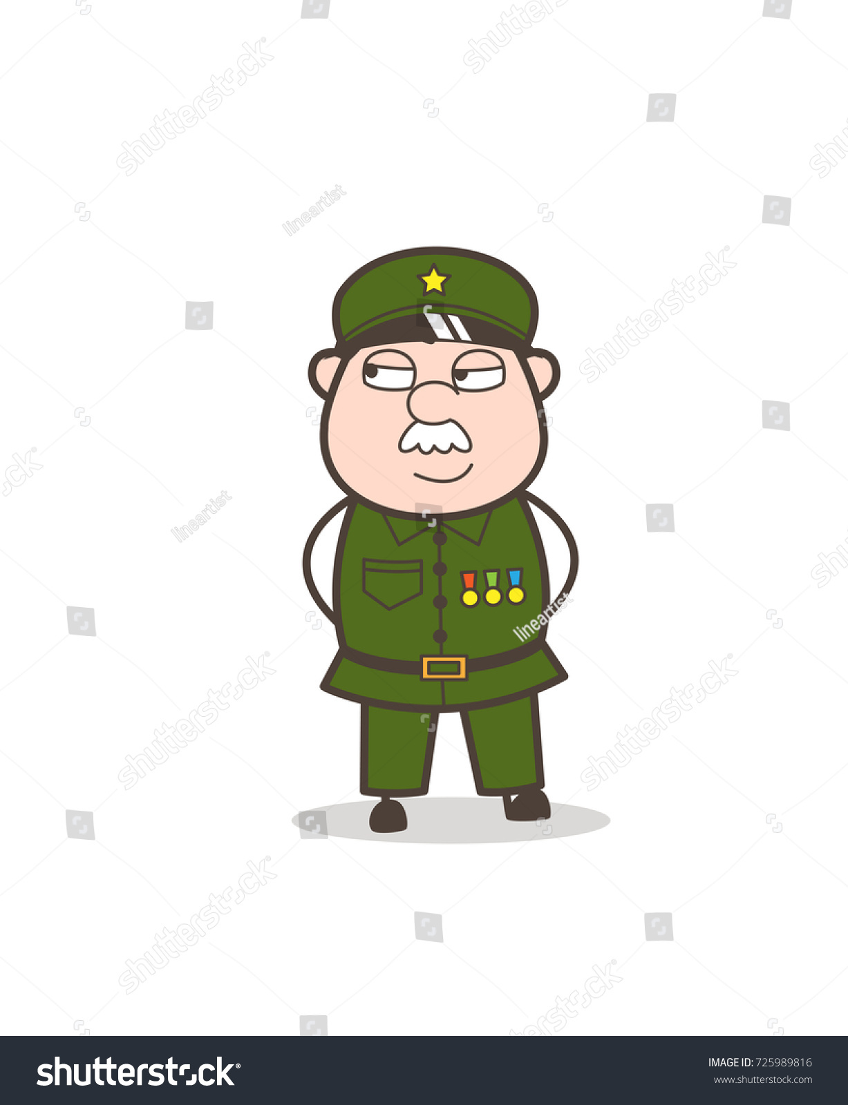 Vektor Stok Cartoon Silent Sergeant Standing Pose Vector (Tanpa Royalti ...