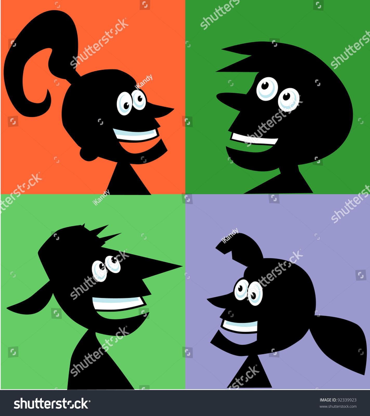 Cartoon Silhouettes Stock Vector (Royalty Free) 92339923
