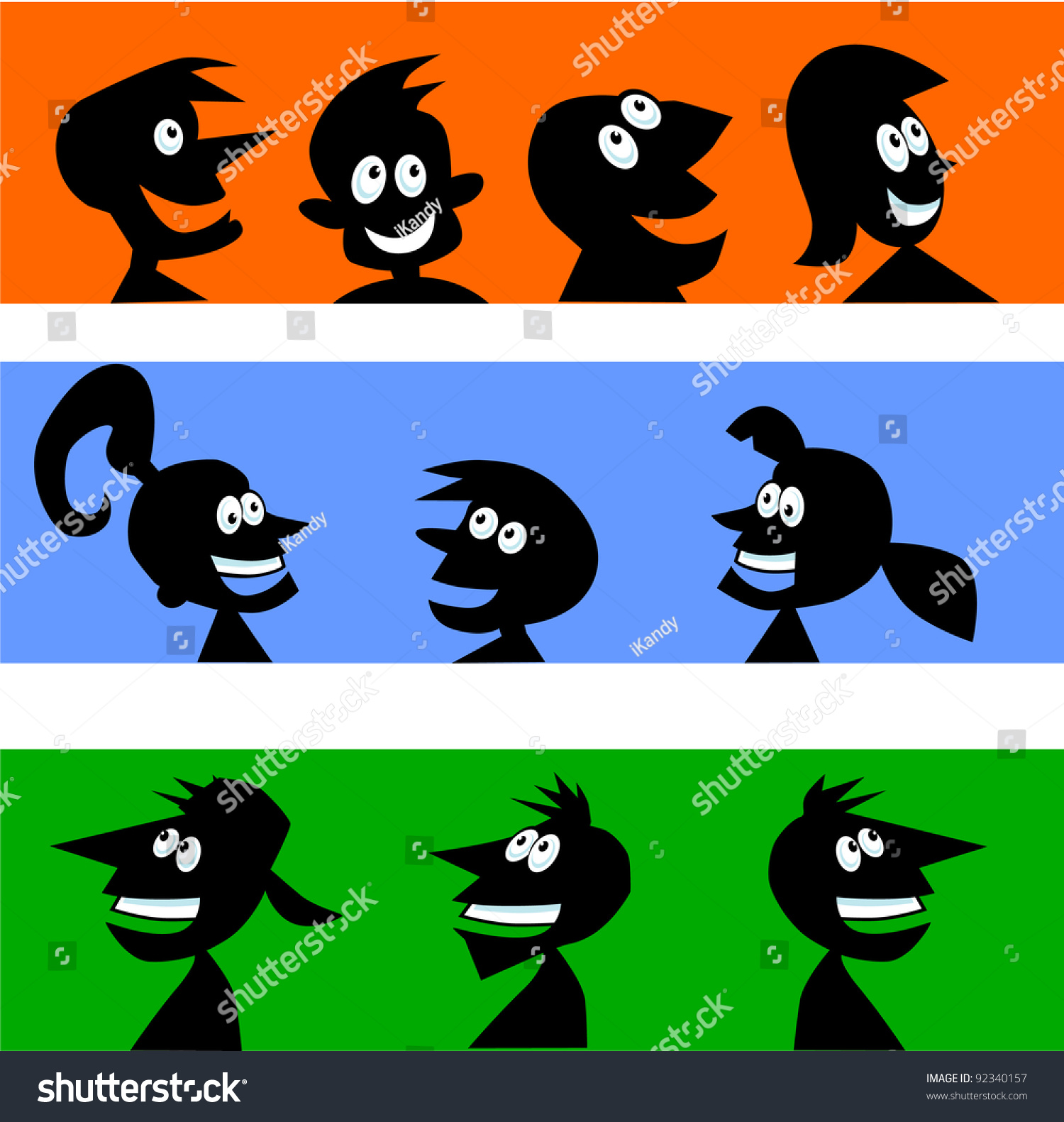 Cartoon Silhouettes Stock Vector (Royalty Free) 92340157