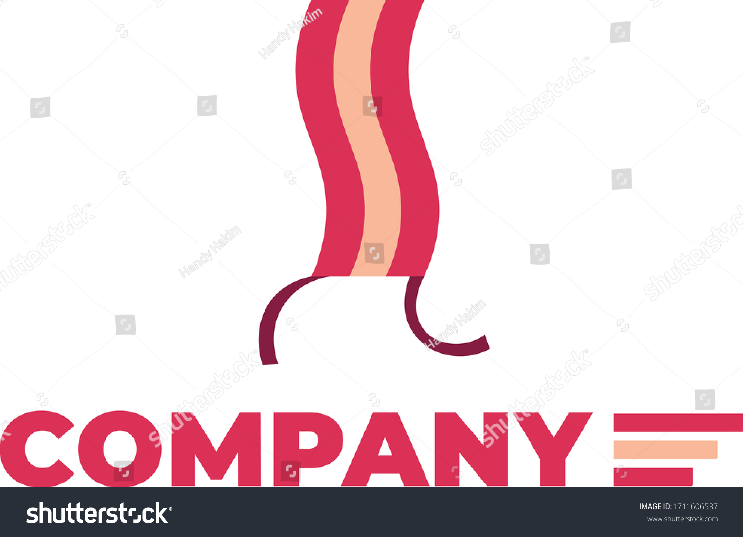 Cartoon Simple Bacon Running Logo Stock Vector (Royalty Free) 1711606537