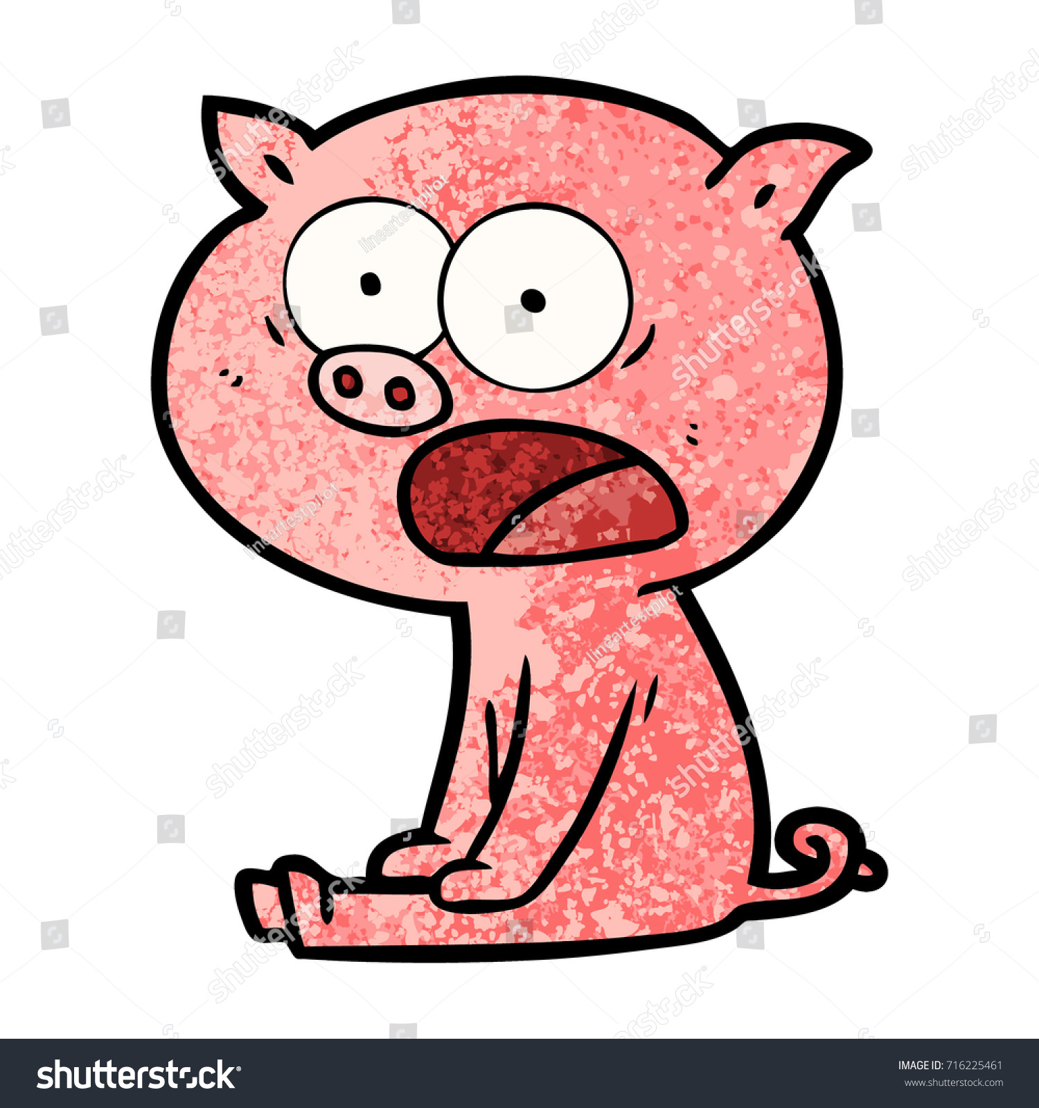 Cartoon Sitting Pig Shouting: เวกเตอร์สต็อก (ปลอดค่าลิขสิทธิ์ ...