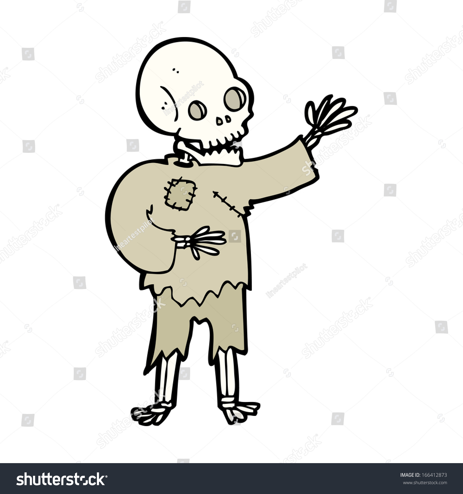 Cartoon Skeleton Waving: เวกเตอร์สต็อก (ปลอดค่าลิขสิทธิ์) 166412873 ...