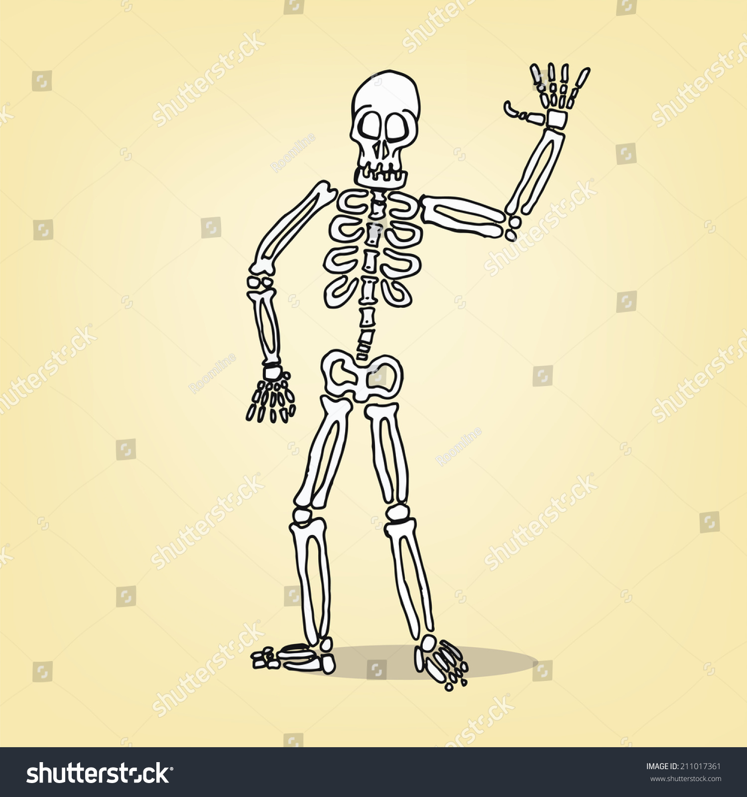 Cartoon Skeleton Waving Vector Drawing: เวกเตอร์สต็อก (ปลอดค่าลิขสิทธิ์ ...