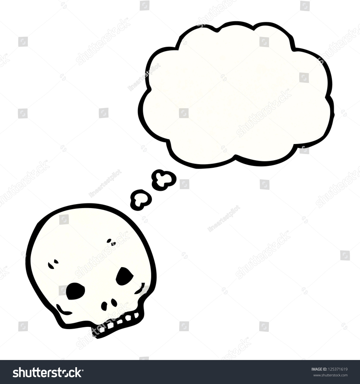 Cartoon Skull Thinking Stock Vector (Royalty Free) 125371619