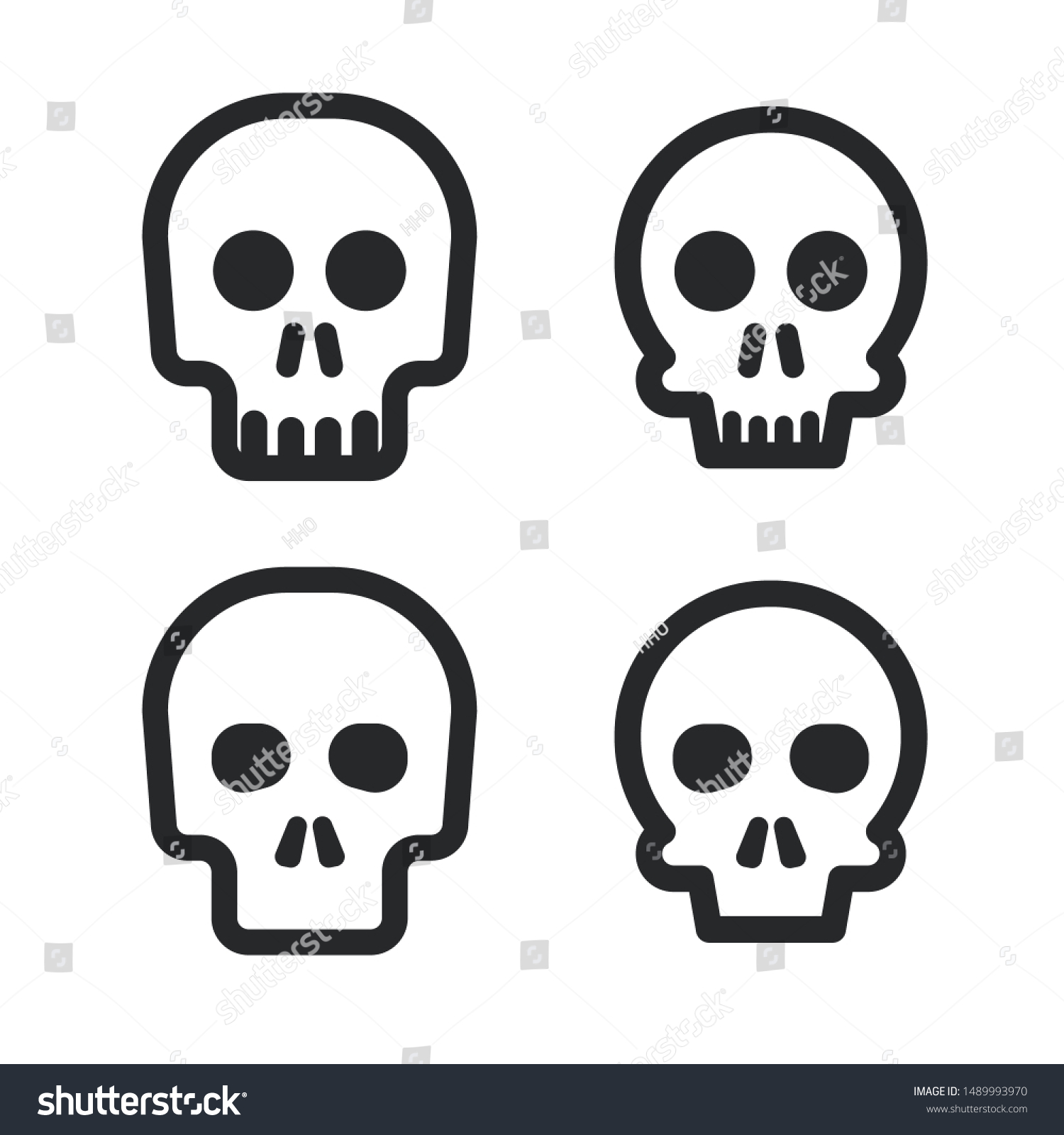 Cartoon Skull Vector Icon Set Stock Vector (Royalty Free) 1489993970 ...