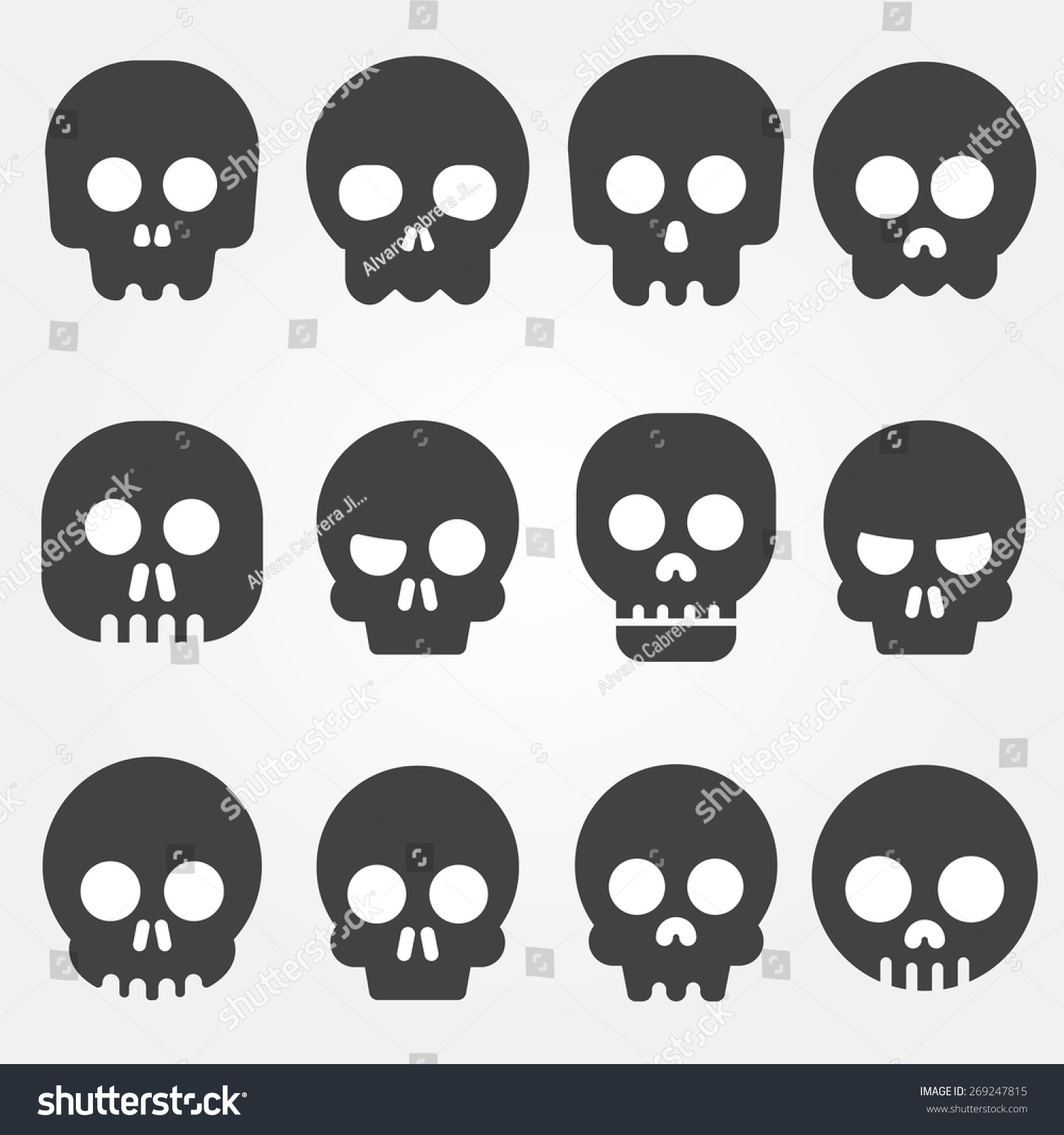 Cartoon Skull Vector Icon Set Stock Vector (Royalty Free) 269247815