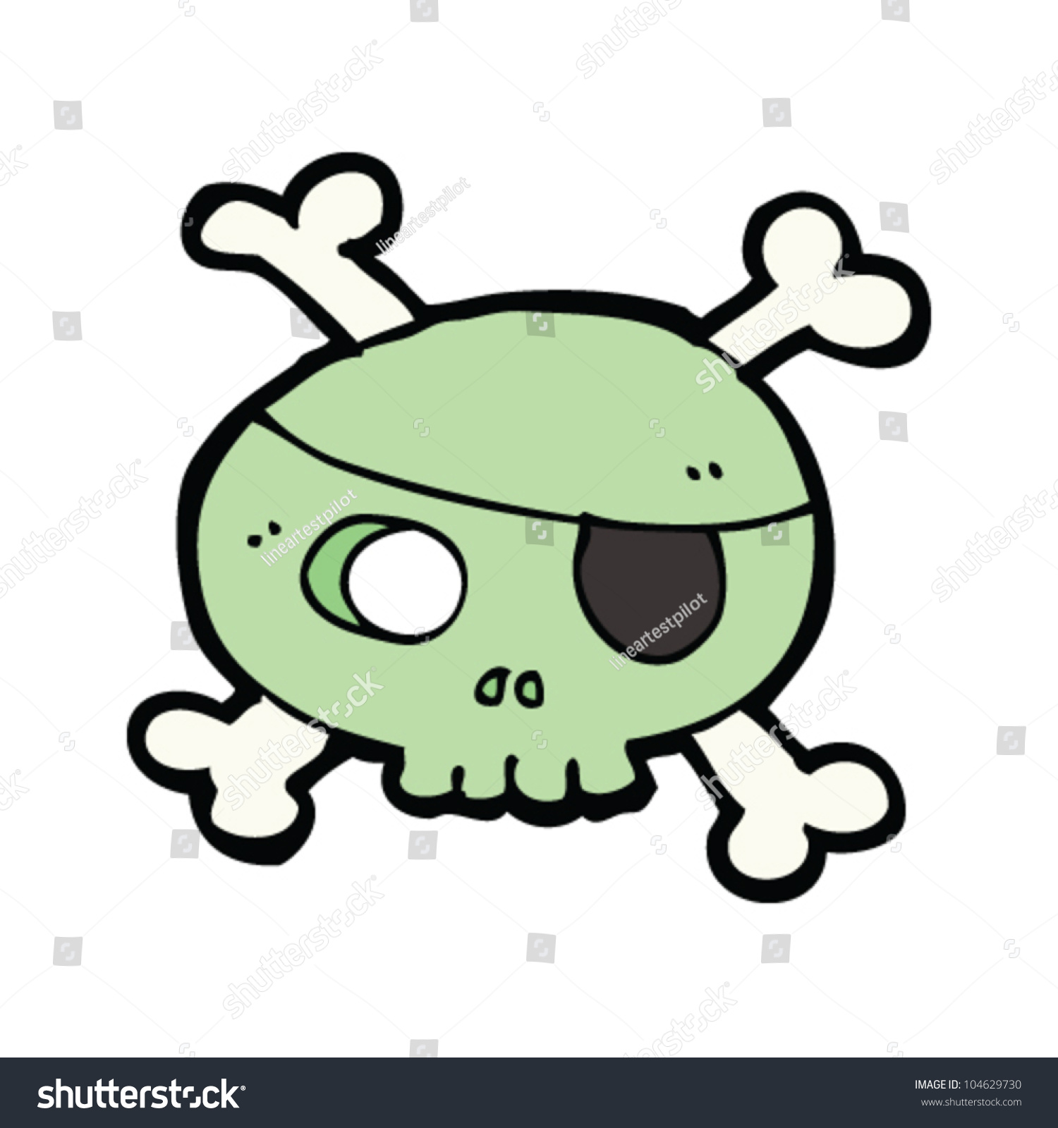 Cartoon Skull Eye Patch Stock Vector (Royalty Free) 104629730