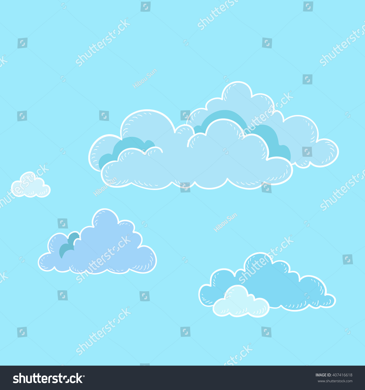 Cartoon Sky Clouds Vector Illustration: เวกเตอร์สต็อก (ปลอดค่าลิขสิทธิ์ ...
