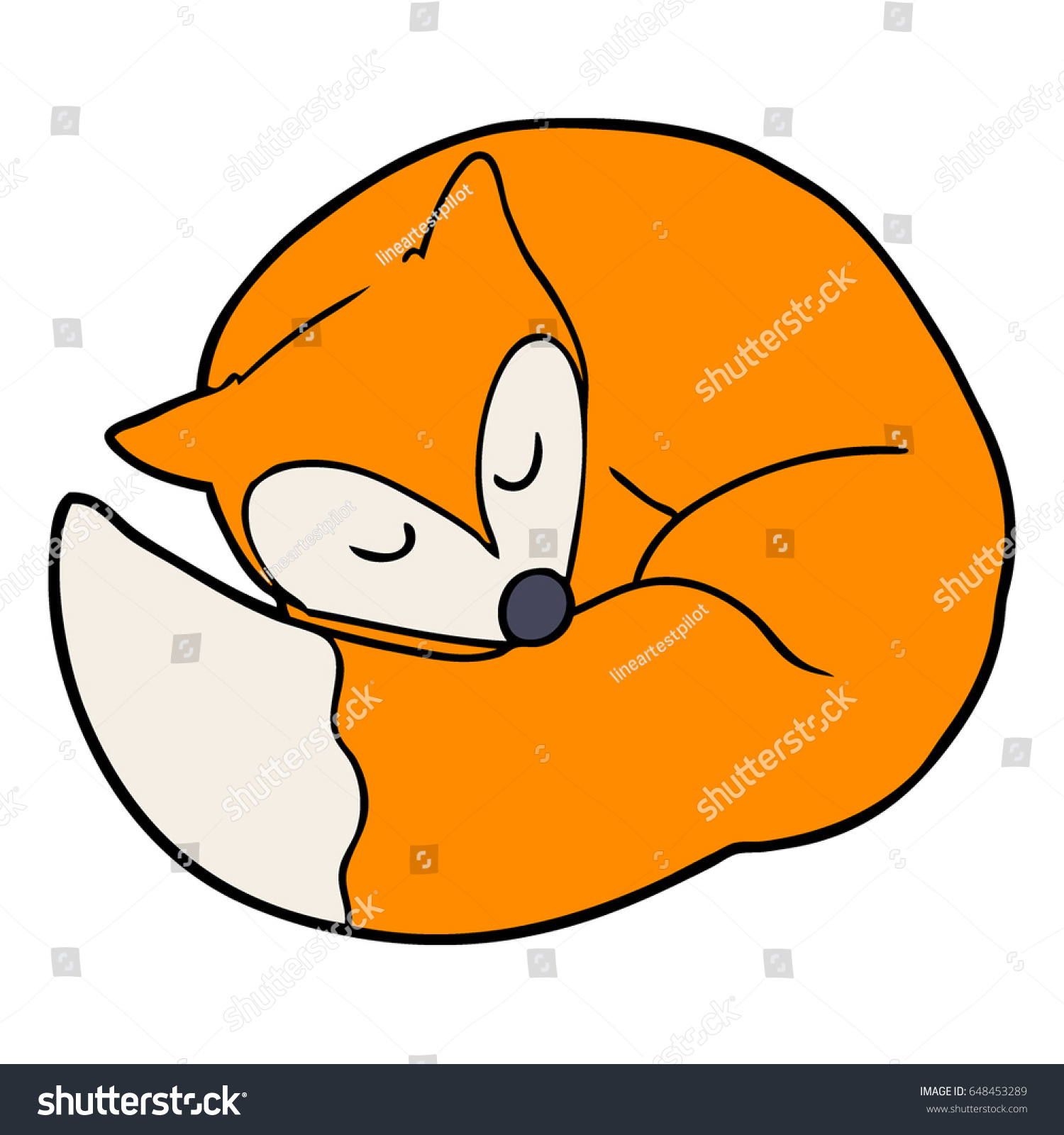 Cartoon Sleeping Fox Stock Vector (Royalty Free) 648453289 | Shutterstock