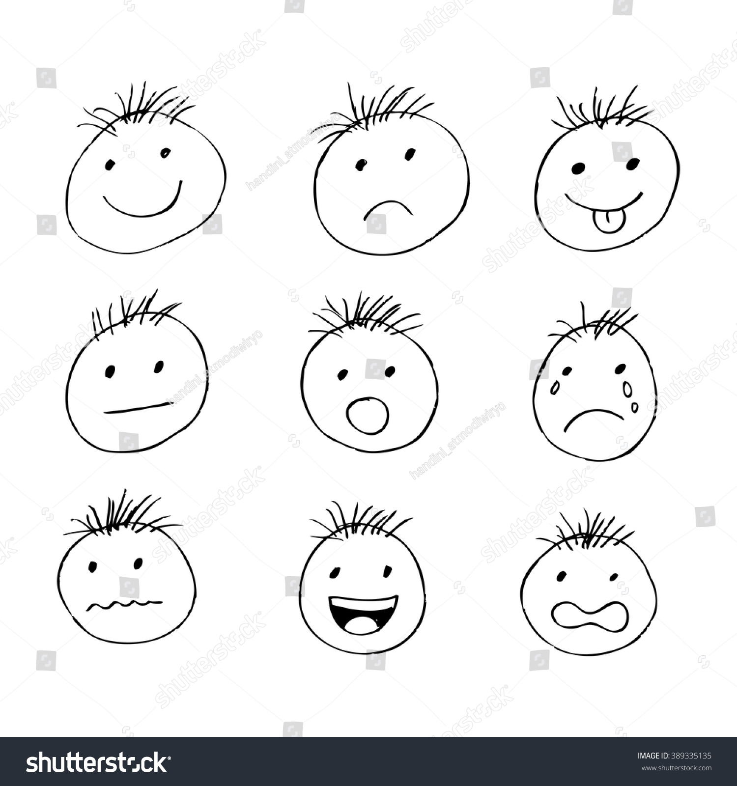 Cartoon Smiley Faces Stock Vector (Royalty Free) 389335135 | Shutterstock