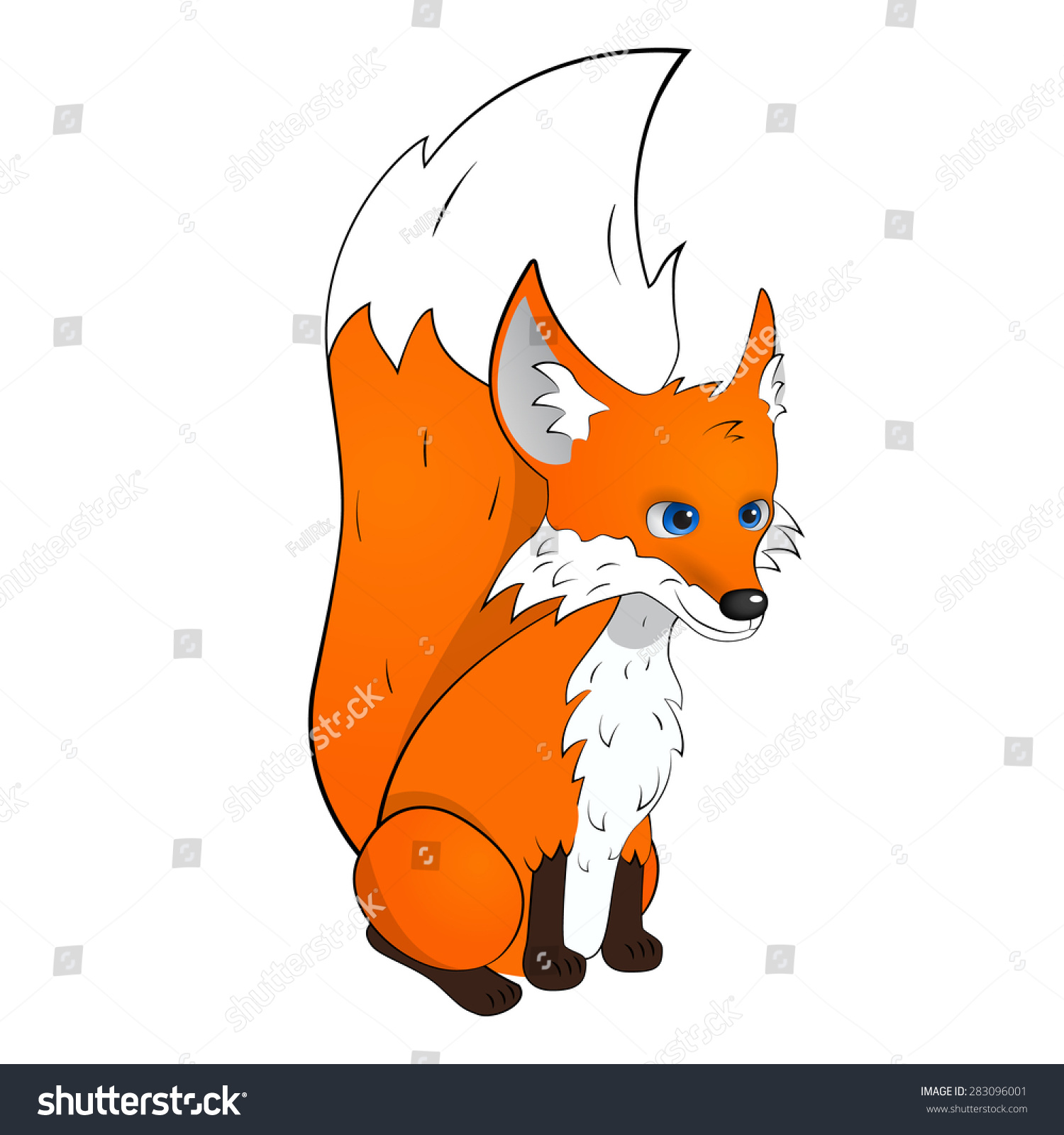 Cartoon Smiley Fox Stock Vector (Royalty Free) 283096001