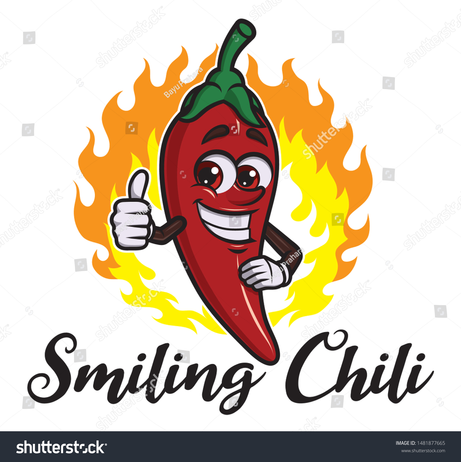 Cartoon Smiling Chili Logo Vector Eps Stock Vector (Royalty Free ...