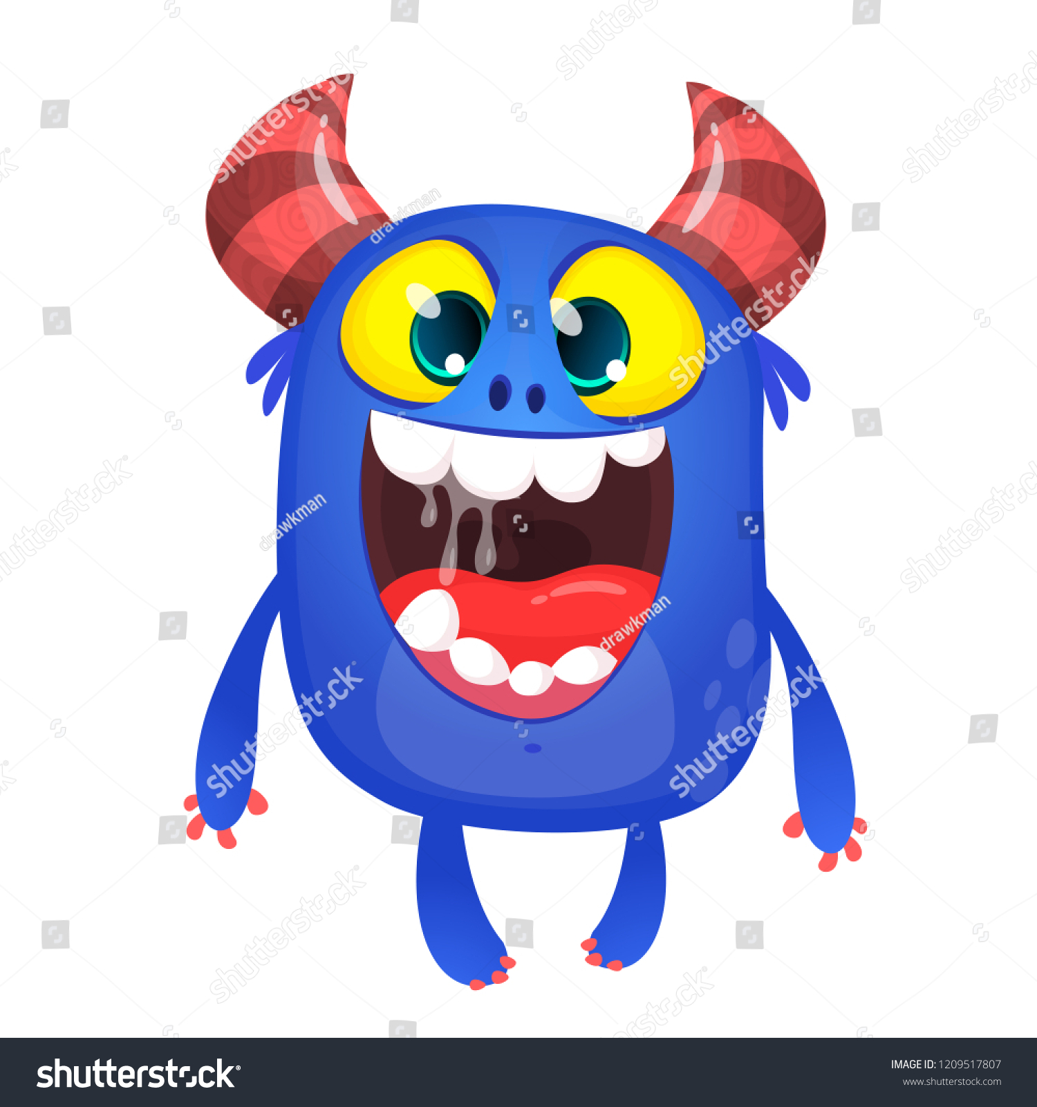Cartoon Smiling Monster Stock Vector (Royalty Free) 1209517807